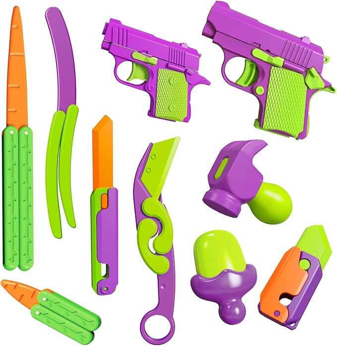 Amazon.com: 10 PCS Fidget Toy Set, with Fidget Gun and Fidget Knife,Fun ...
