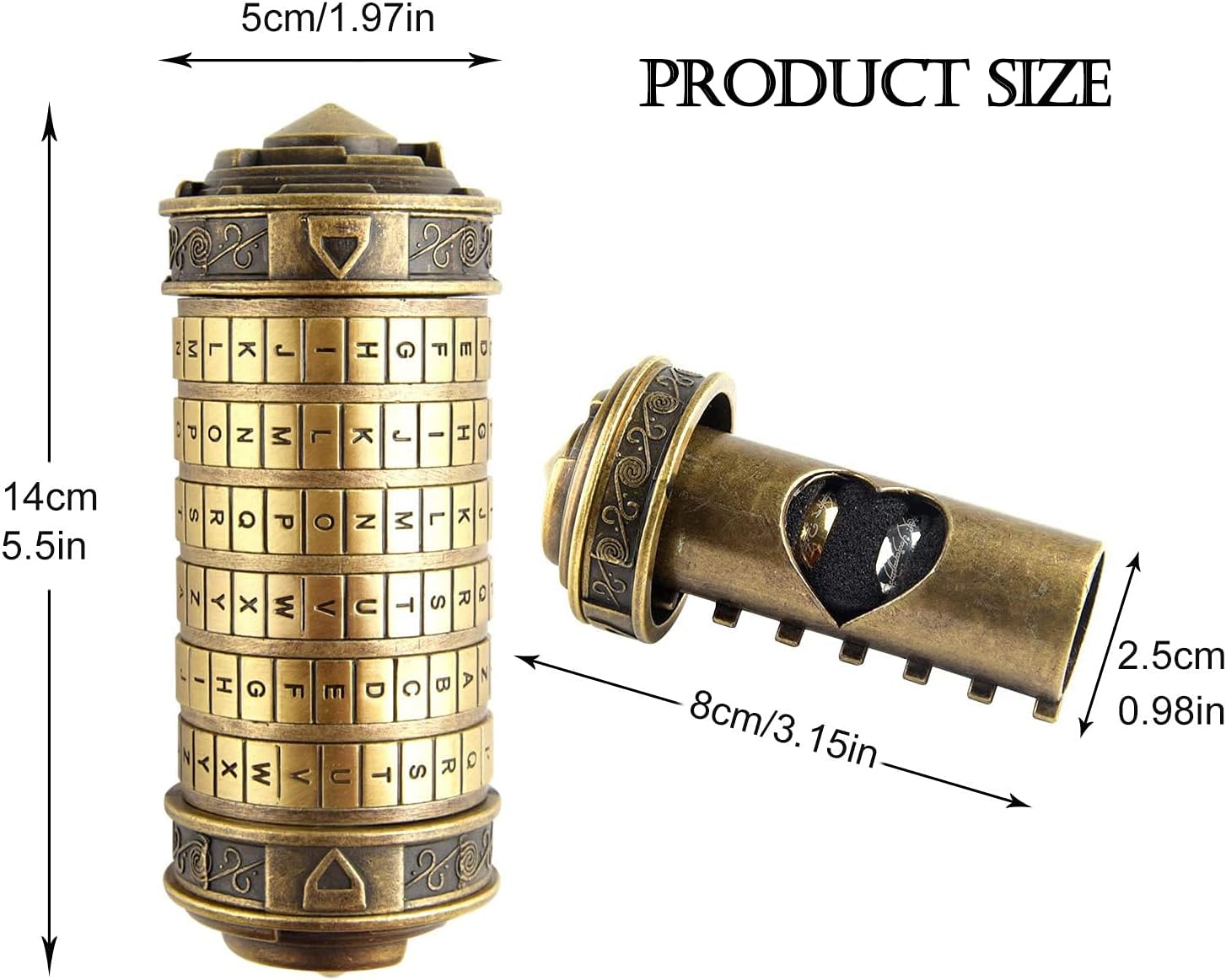 Cryptex Da Vinci Code Mini Rompecabezas de bronce con candado de bronce ...