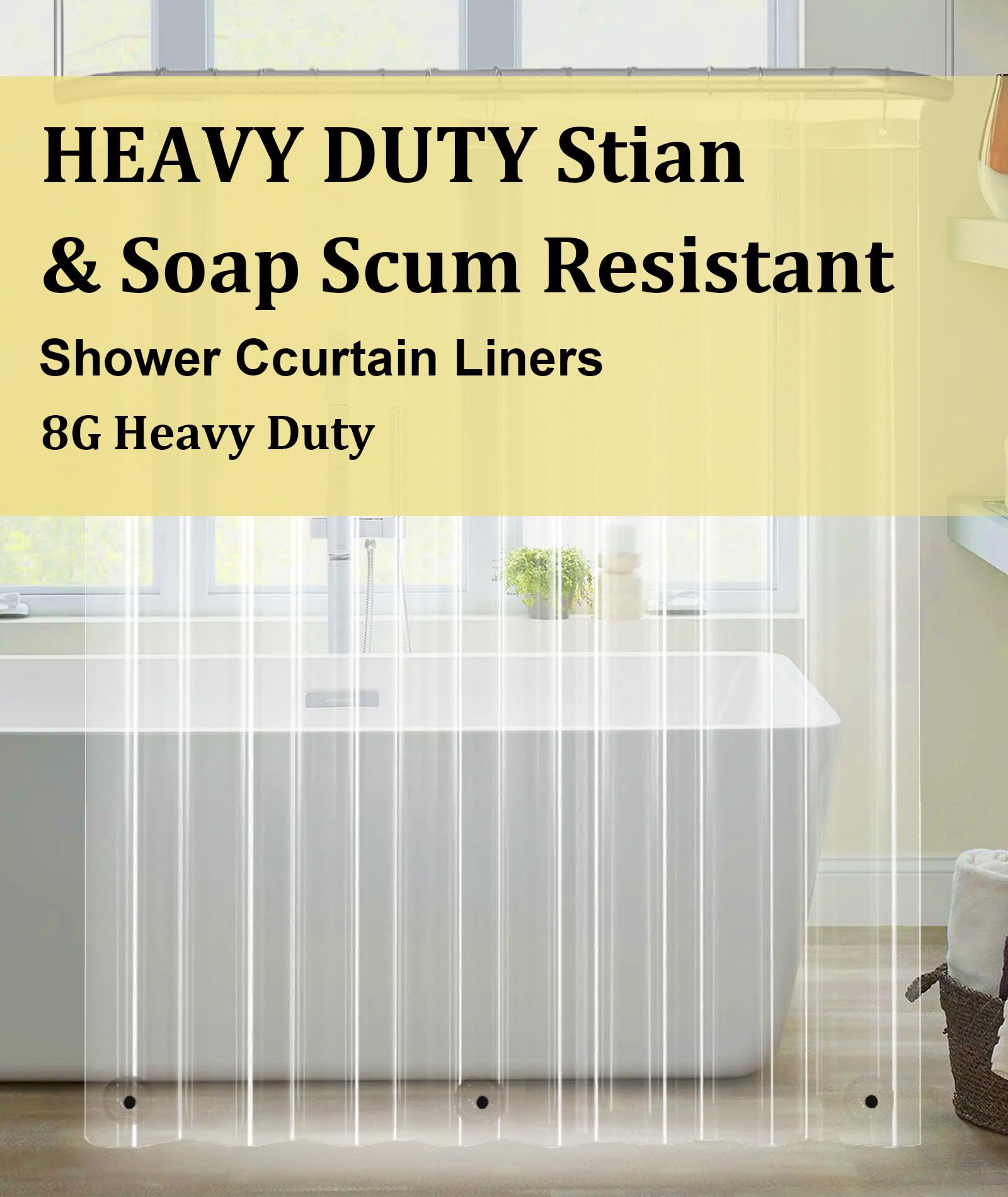 Amazon.com: HOUSEWELL Plastic Shower Liner Clear - Premium PEVA Shower ...