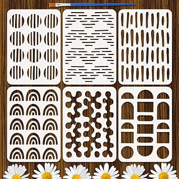 FINGERINSPIRE 6PCS Abstract Texture Stencil 21x29.7CM Geometric ...