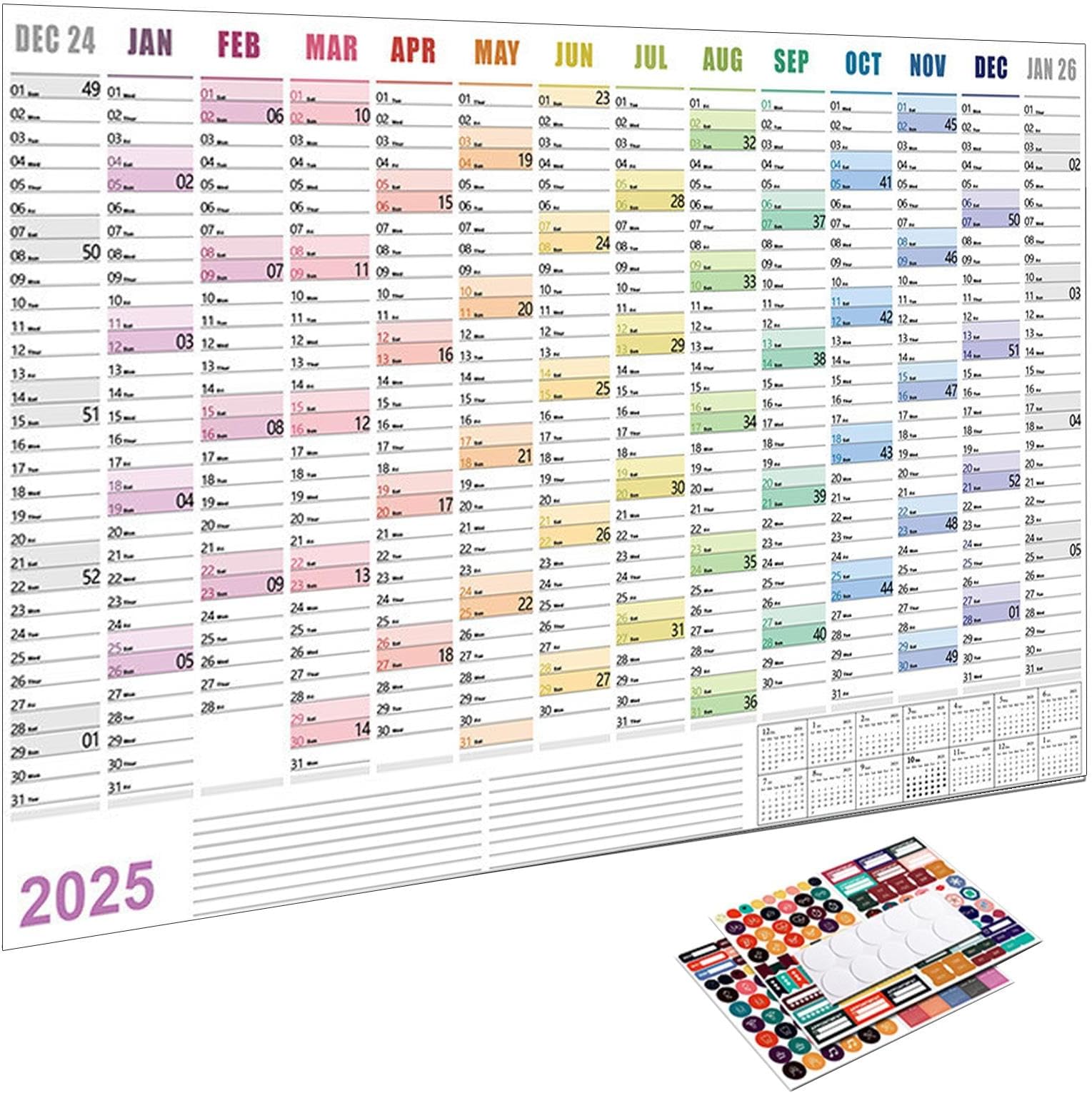 2025 Wall Planner, 2025 Wall Calendar Yearly Wall Planner With Colored ...