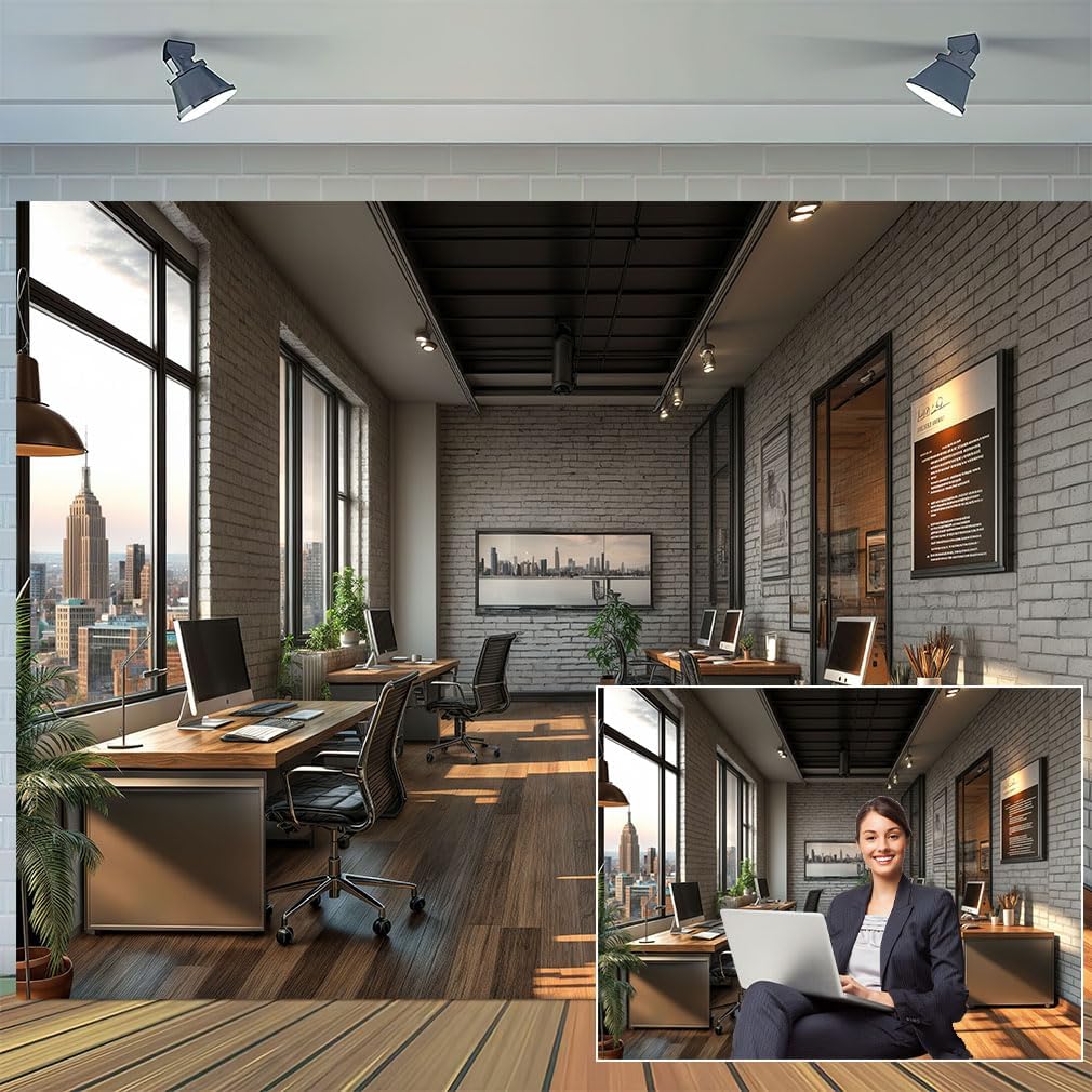 Amazon.com : Modern Office Backdrop for Video Conference, Home Business ...