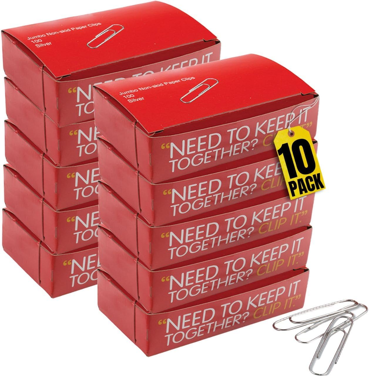 Amazon.com : 1InTheOffice Jumbo Paper Clips, Silver, Non-Skid, 100/Pack ...