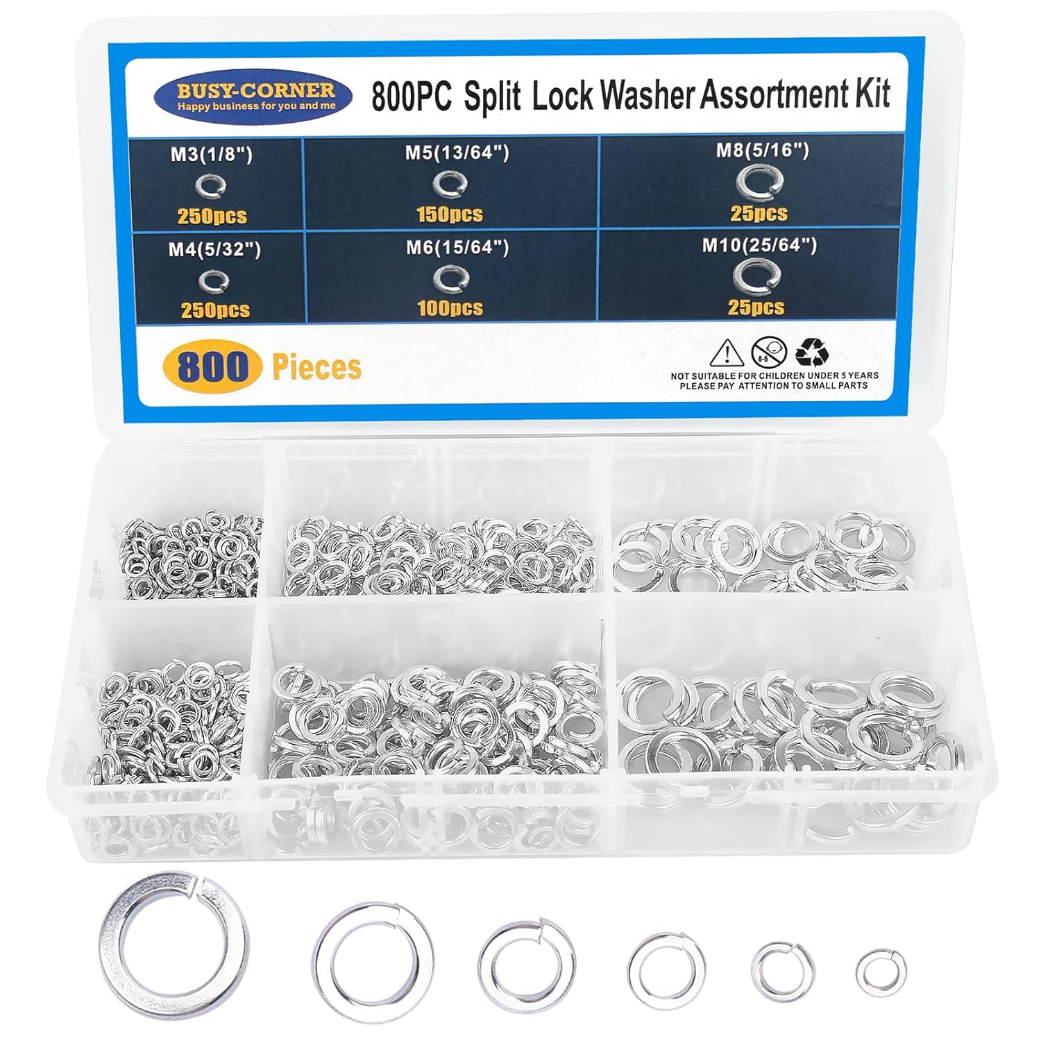 Amazon.com: Spring Lock Washers Split Lock Zinc Washers Assortment kit ...