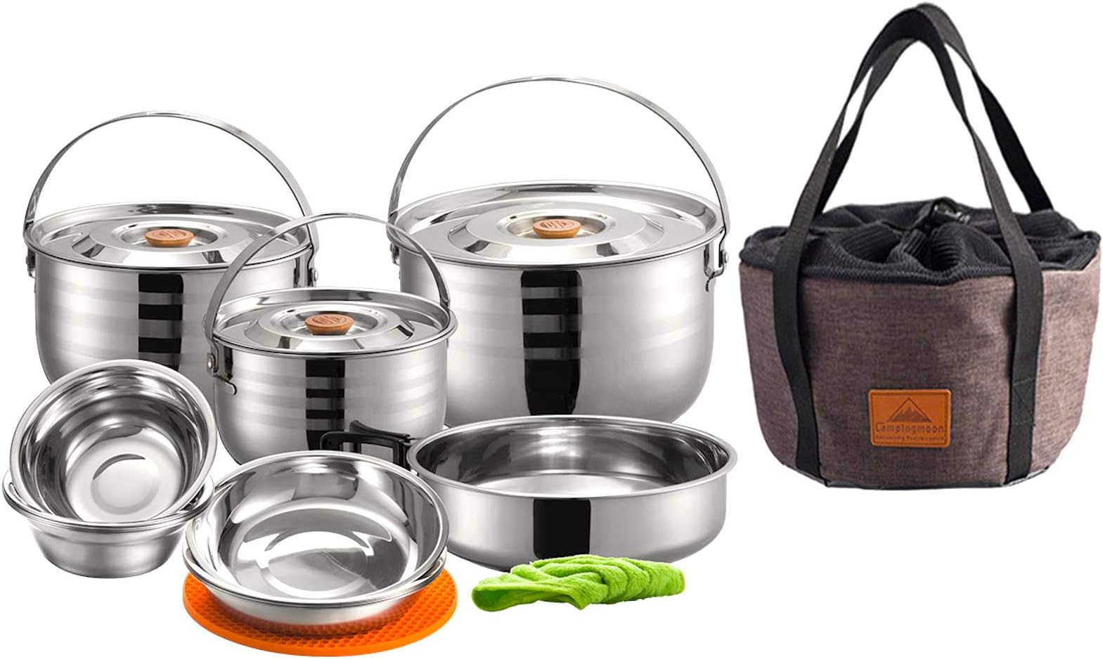 Amazon.com: Yitexin 2Pcs 304 Stainless Steel Camping Bowl with Scale ...