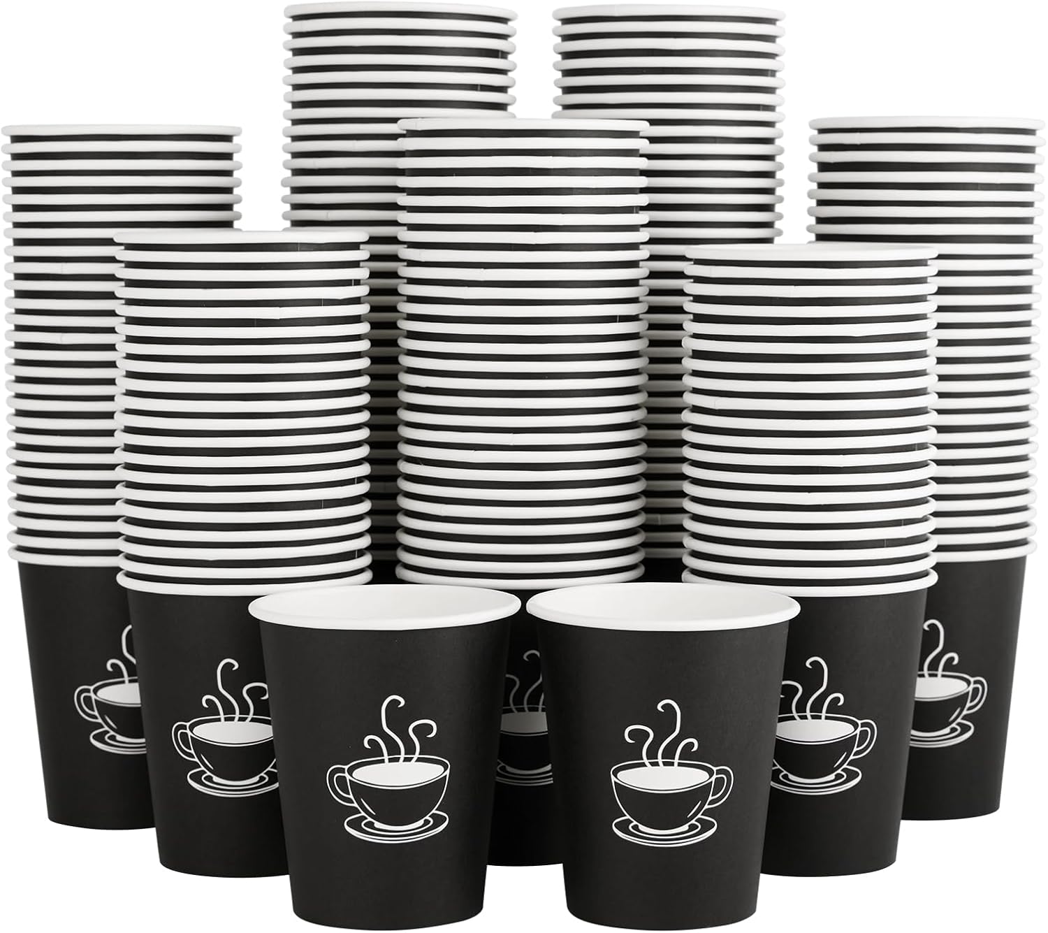 Amazon.com: TV TOPVALUE 360 Pack 8 oz Paper Coffee Cups, Disposable Black Paper Cups for Hot ...