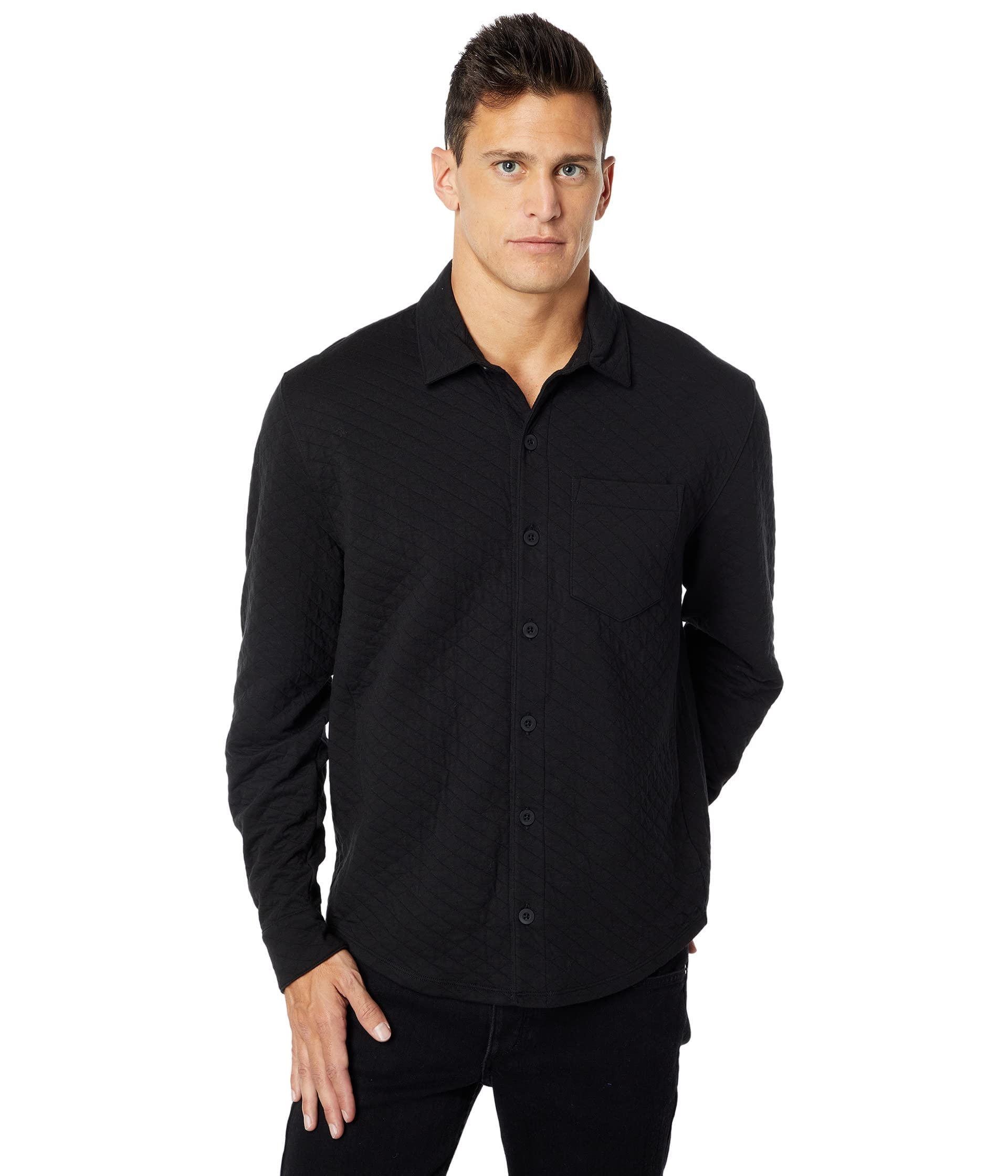 Vince Men's Quilted Double Knit Shirt Jacket Medium Black for sale ...