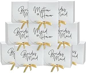 LADY&HOME 10pcs White Wedding Bridesmaid Proposal Box Set, Including 8 ...