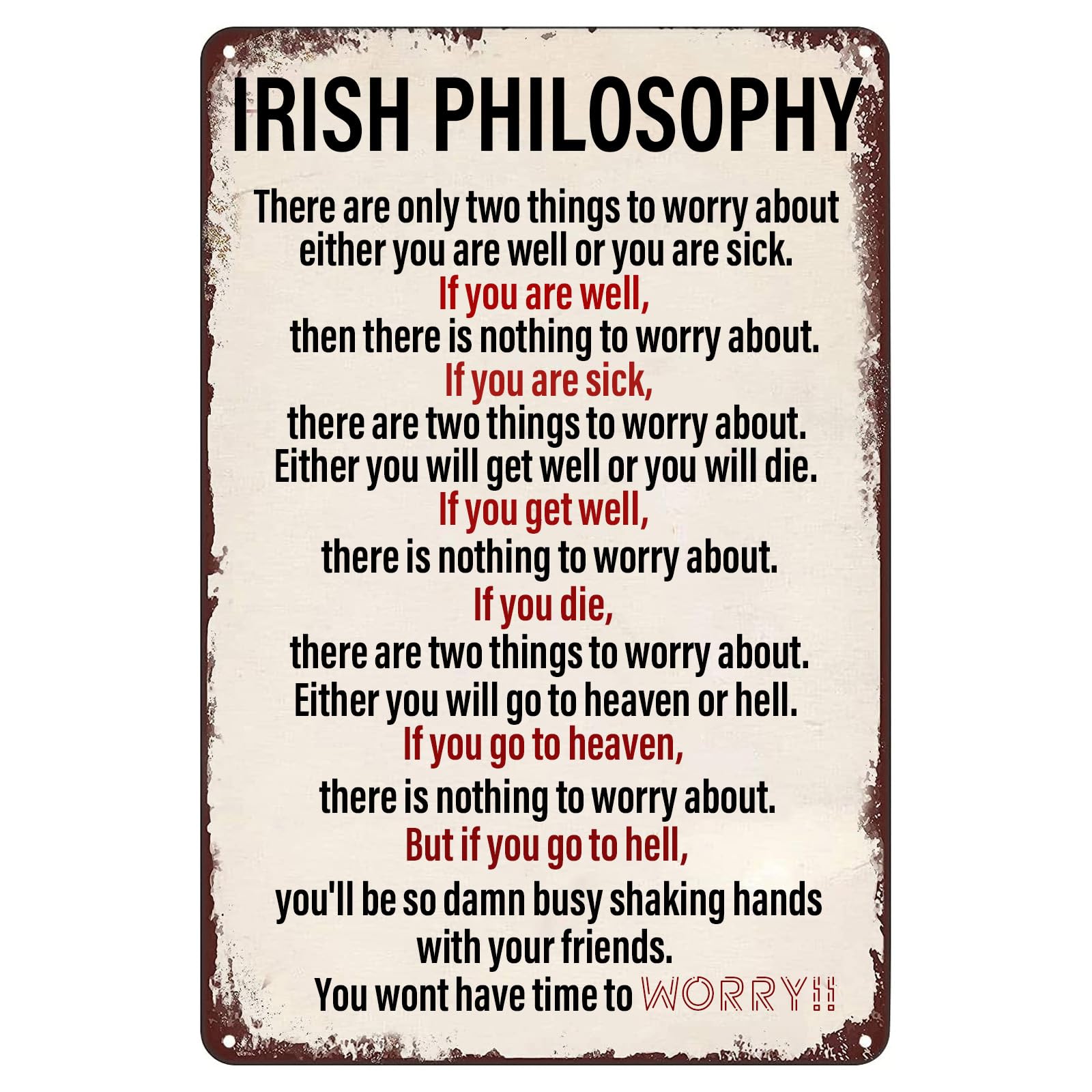 Amazon.com: Irish Philosophy Vintage Metal Sign,Inspirational Wall ...