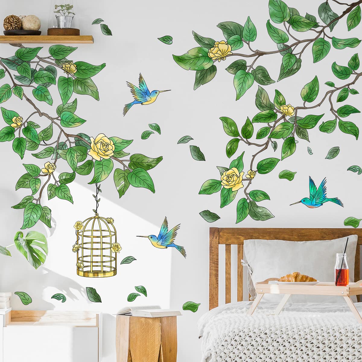 Amazon.com: Amaonm Removable PVC Two Tree Branches With Green Leaves ...