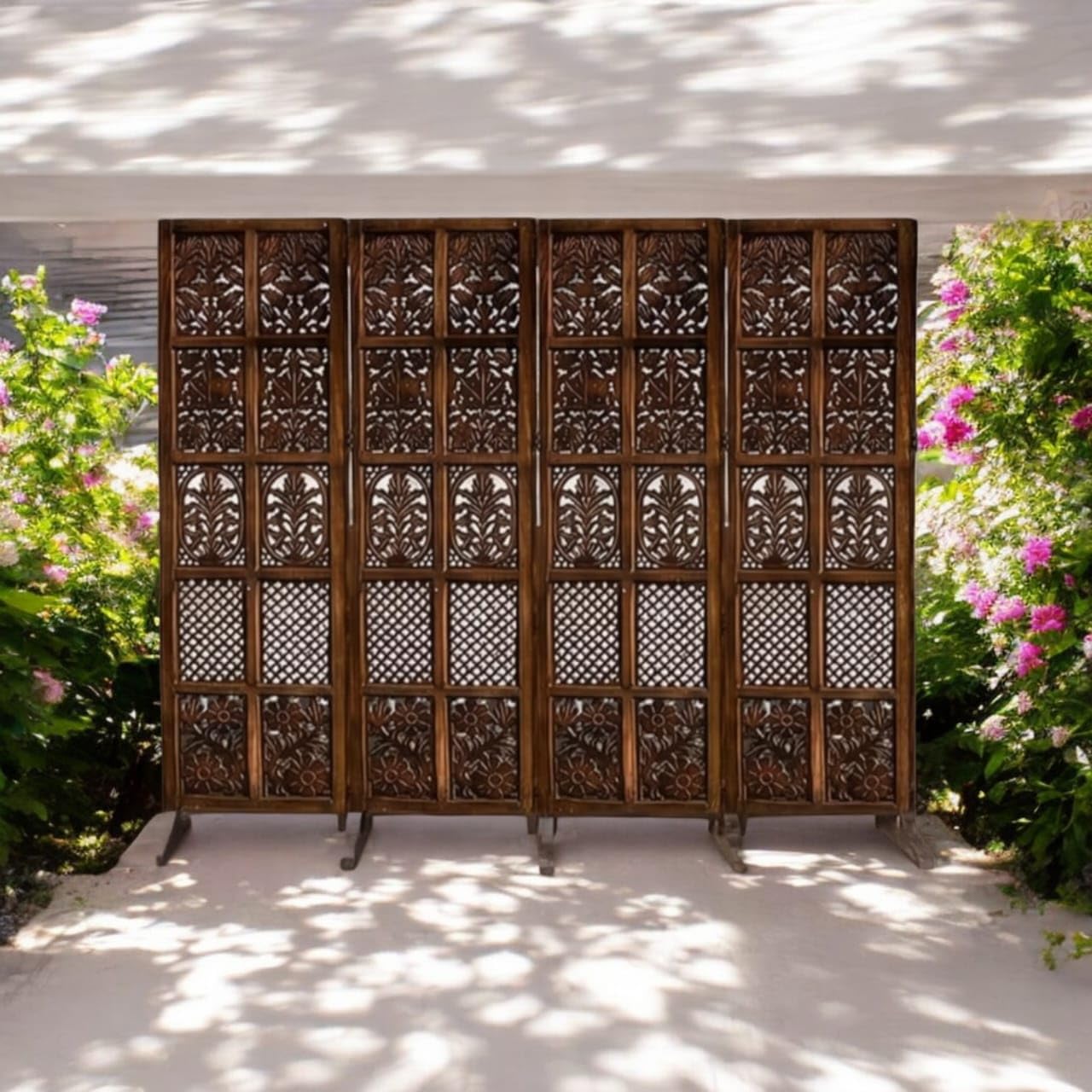 Z.A SAWMIL ART Wooden Room Divider with Stand - Privacy Screen, Support ...