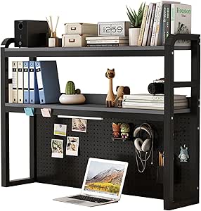 Amazon.com: FPIGSHS 2 Tier Desktop Bookcase for Computer Desk ...