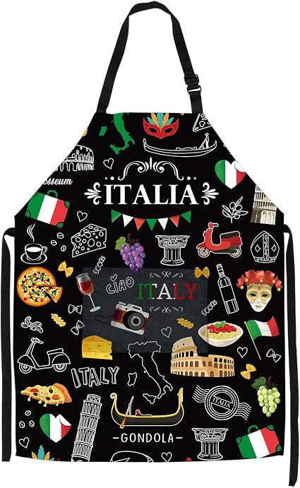 Amazon.com: MCPESAS Black Italian Aprons for Cooking, Funny Italian ...