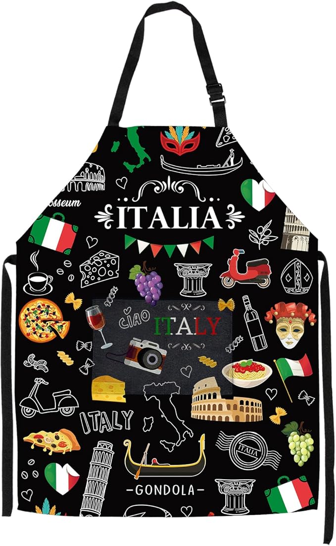 Amazon.com: MCPESAS Black Italian Aprons for Cooking, Funny Italian ...