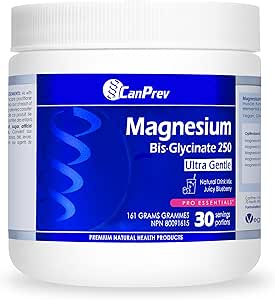 CanPrev - Magnesium Bis-Glycinate Drink Mix 161g – Juicy Blueberry– Premium Dietary Supplement ...