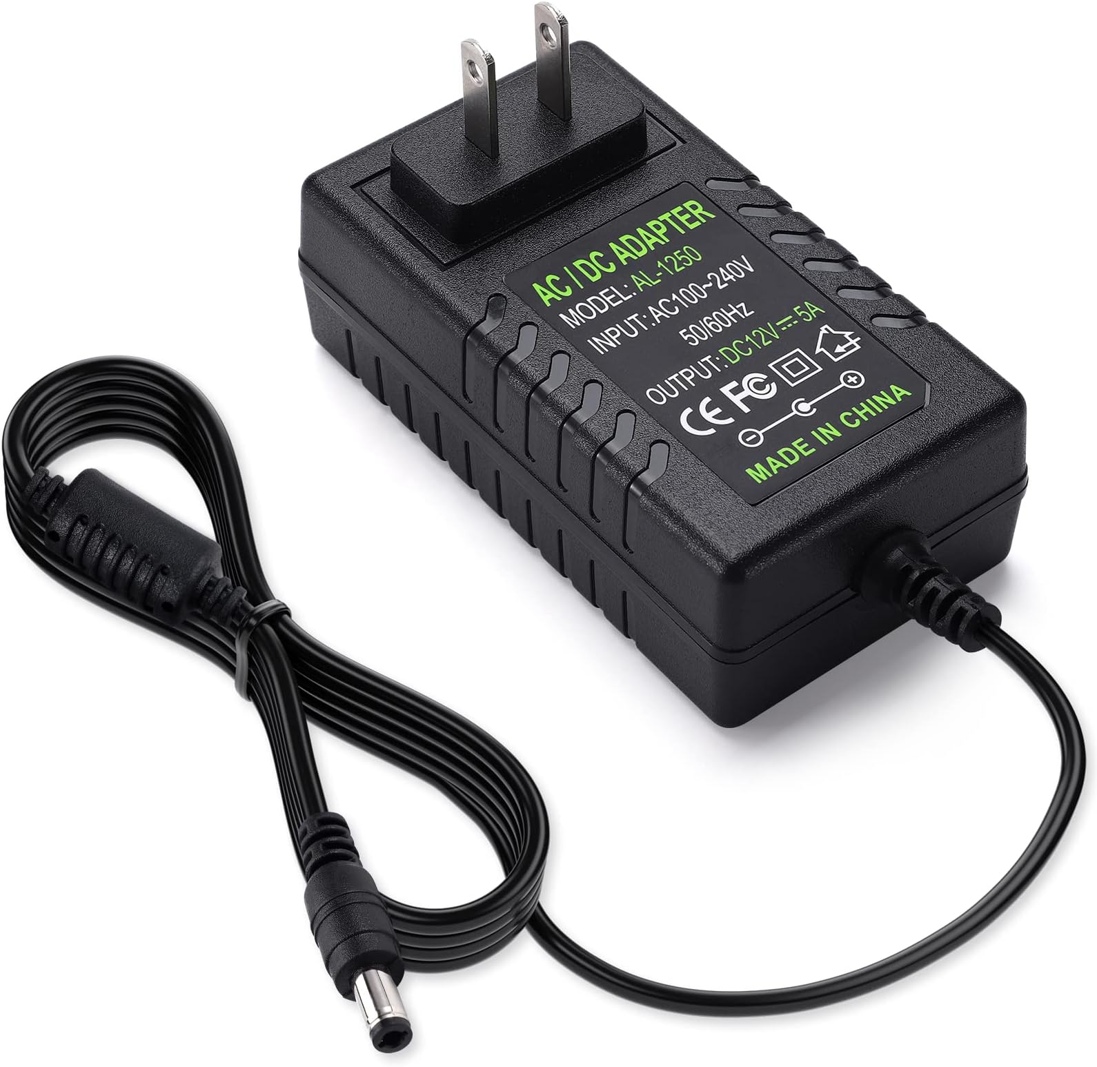 Amazon.com: TOBWOLF 60W 12V/5A AC/DC Wall Outlet Power Supply, 12V DC Wall-Mounted AC Adapter ...