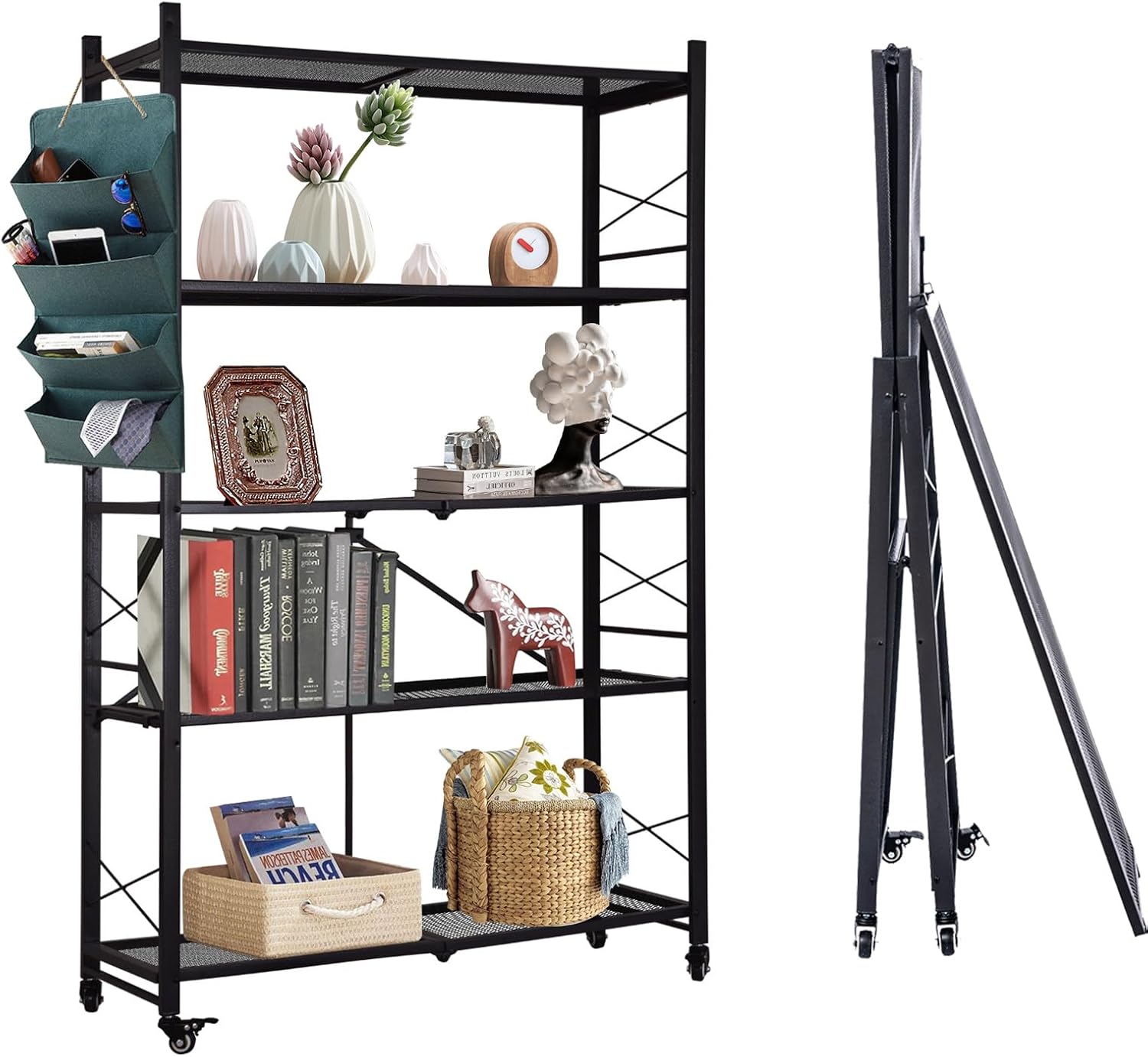 Amazon.com: gaildon Foldable Shelves with Wheels, Heavy Duty Storage ...