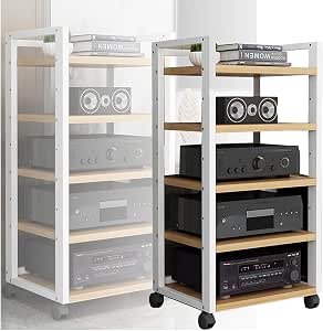5-Tier Movable Media Stand CD Player Stereo Stand Audio/Video Component ...
