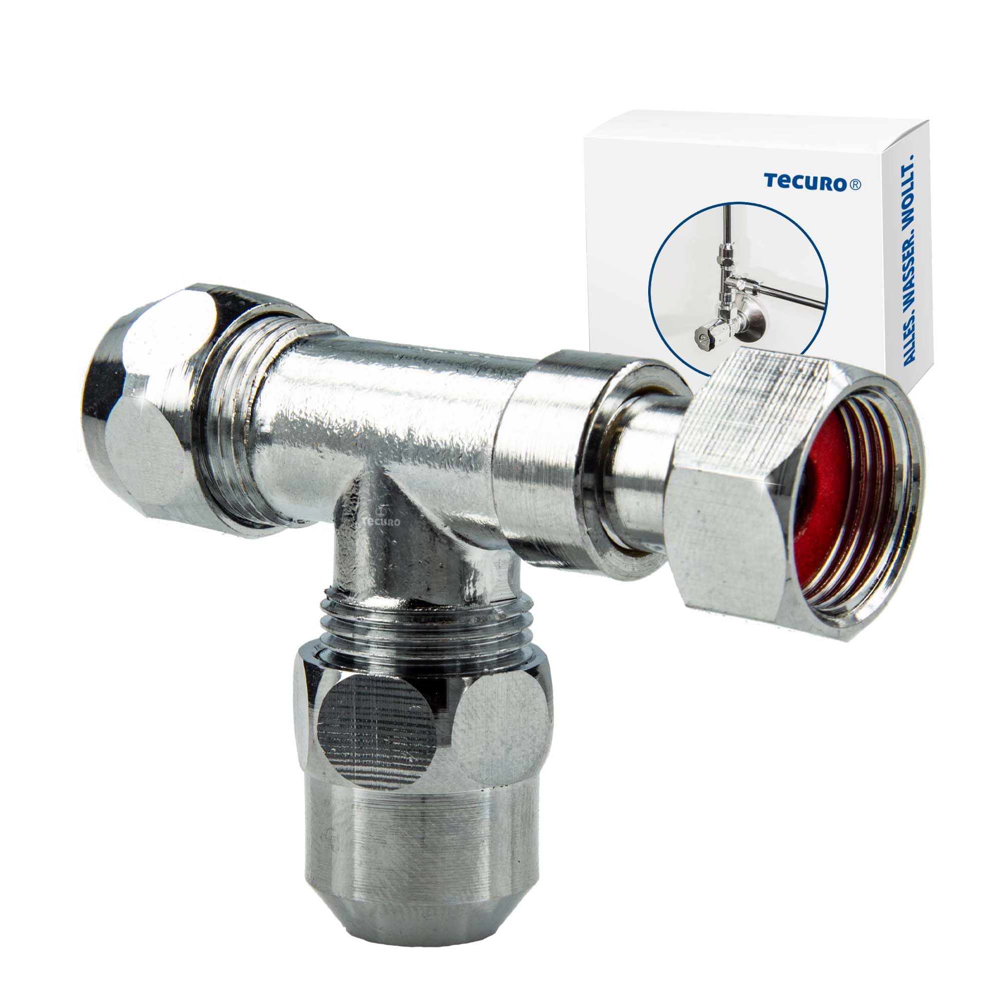 Brass T-Piece 3/8 Inch Splitter for Angle Valves Chrome-Plated with ...