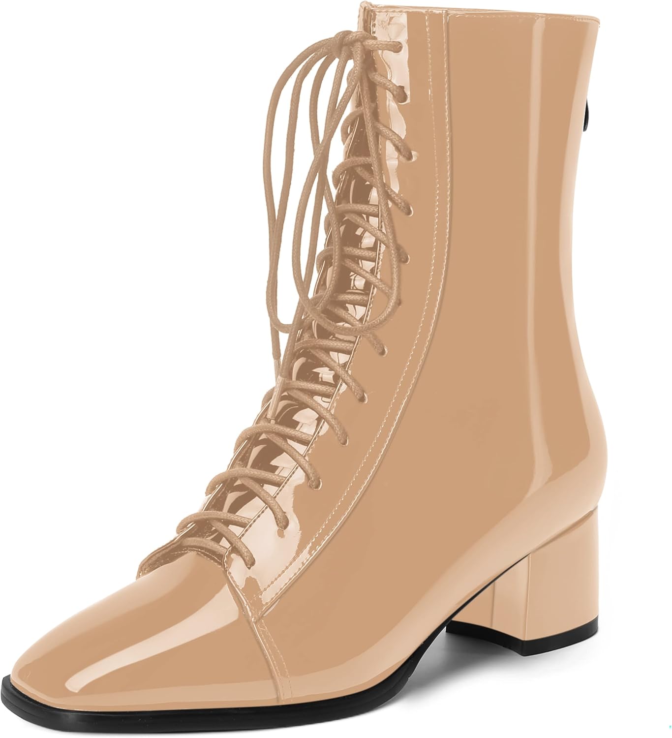 Amazon.com | NUMALEO Womens Outdoor Solid Square Toe Self Tie Patent ...