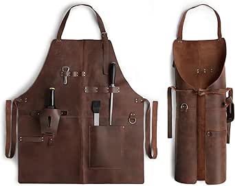 Amazon.com: Cast Leather Co., Rustic Chef Apron with Adjustable Neck ...