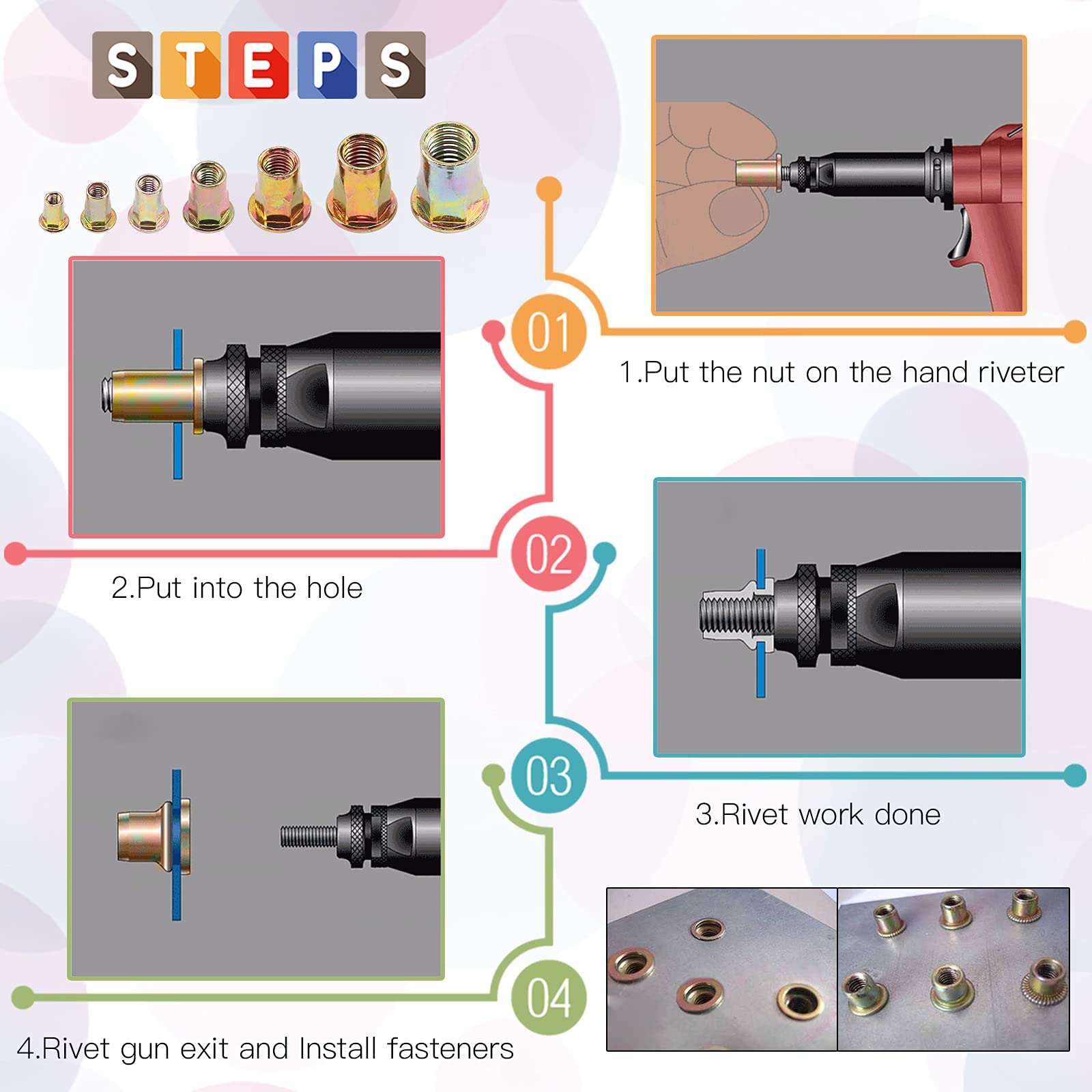 Snapklik.com : Glarks 60Pcs M3 Half Hex Body Flange Rivet Nuts Zinc ...