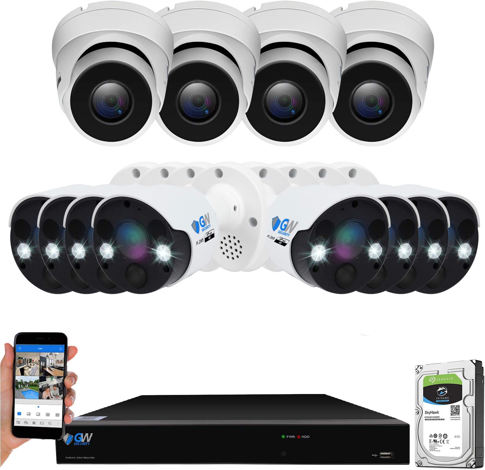 Amazon.com : GW 16 Channel NVR 8MP 4K AI Smart Home Security Camera ...