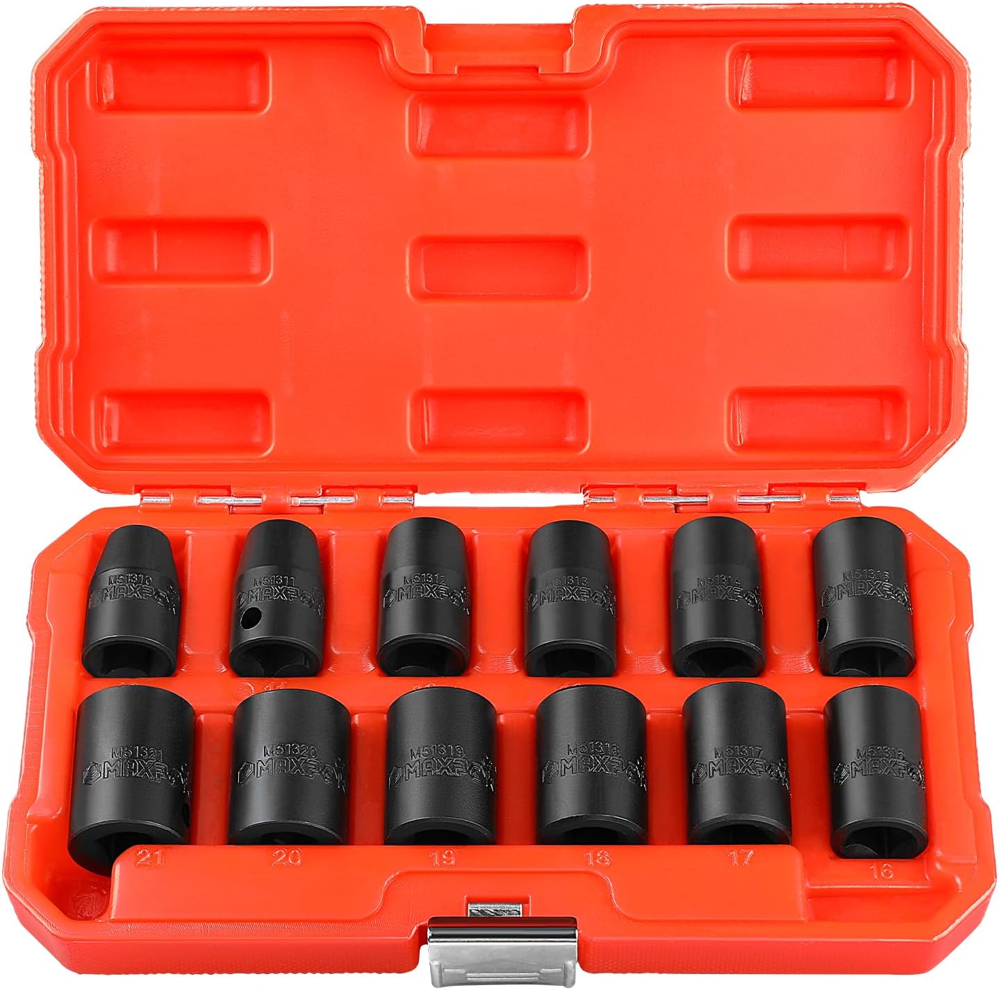 MAXPOWER 1/2" Drive Impact Socket Set, 12 Pieces Metric Impact Sockets ...