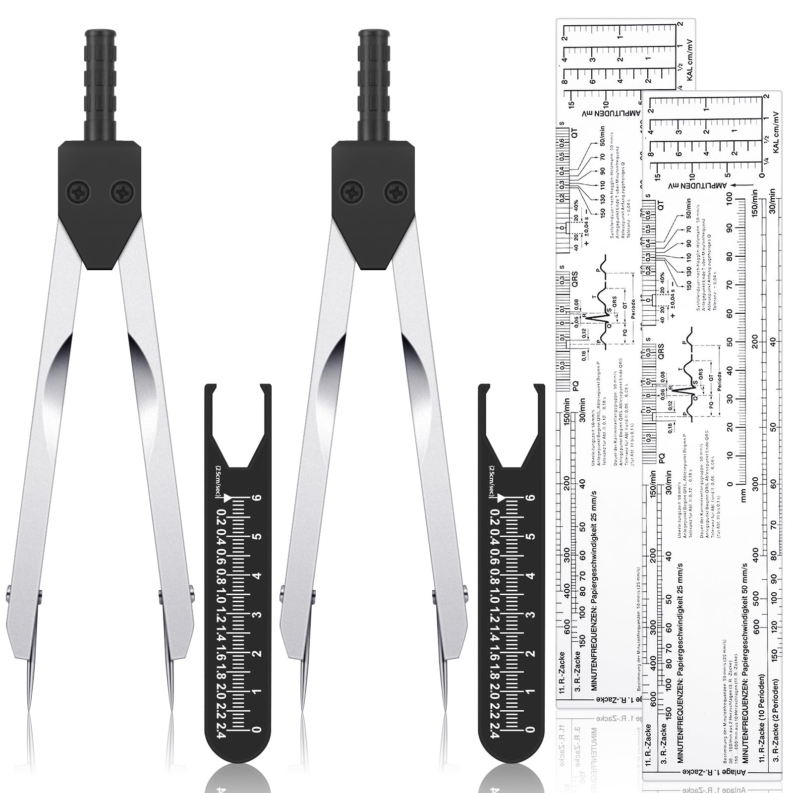 Snapklik.com : Tondiamo 2 Pack EKG Calipers EKG Ruler Card Combination ...