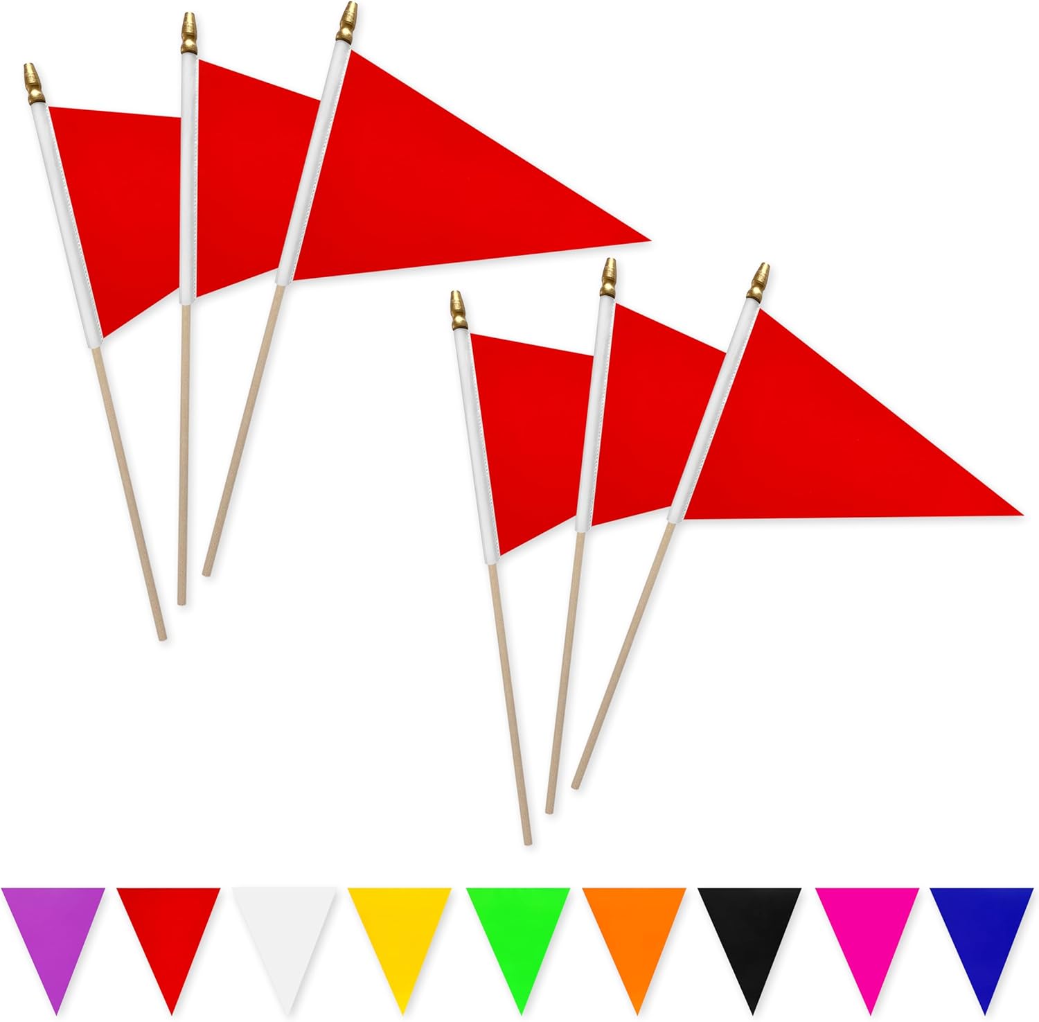 Amazon.com : AuTop 20 Pack Solid Color Plain Red Pennant Flags on Stick ...