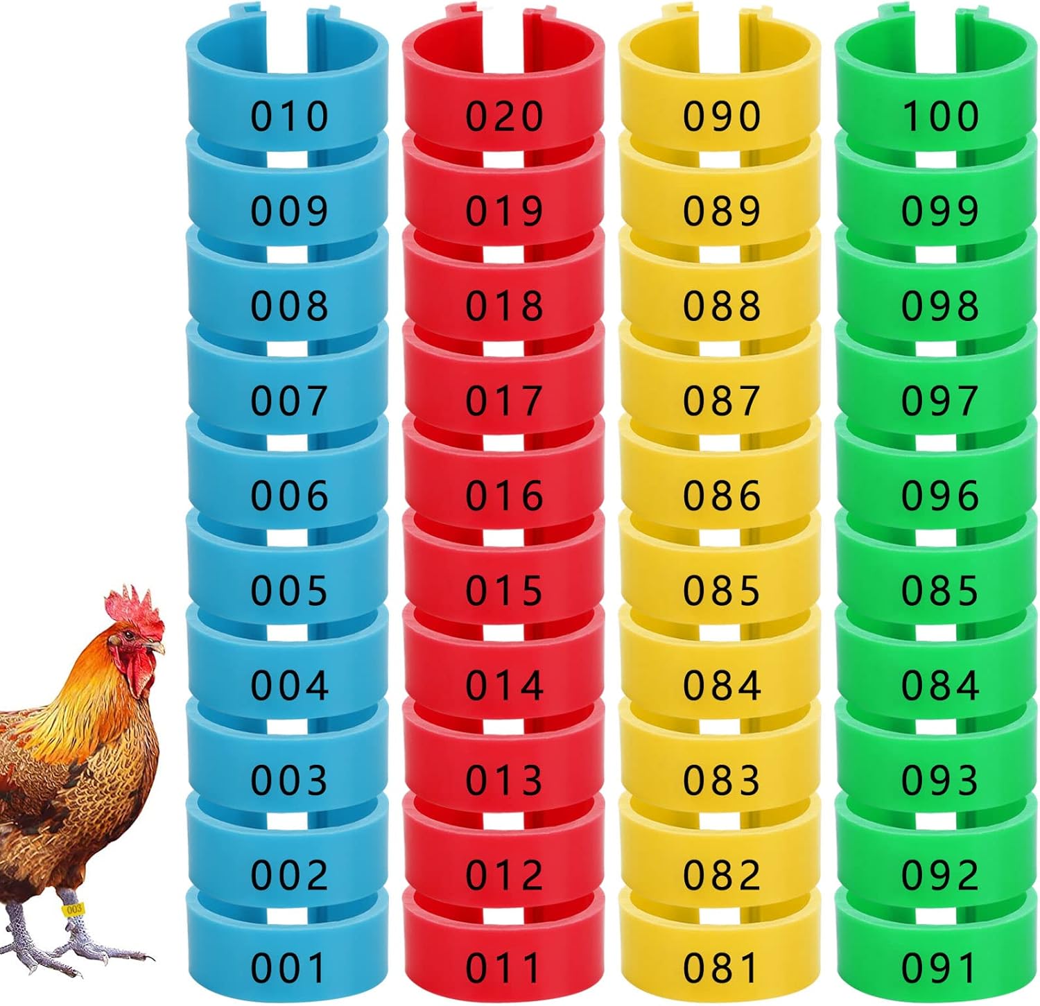 Amazon.com: ACXFOND 400Pcs Chicken Leg Rings, Colorful Numbered Chicken ...
