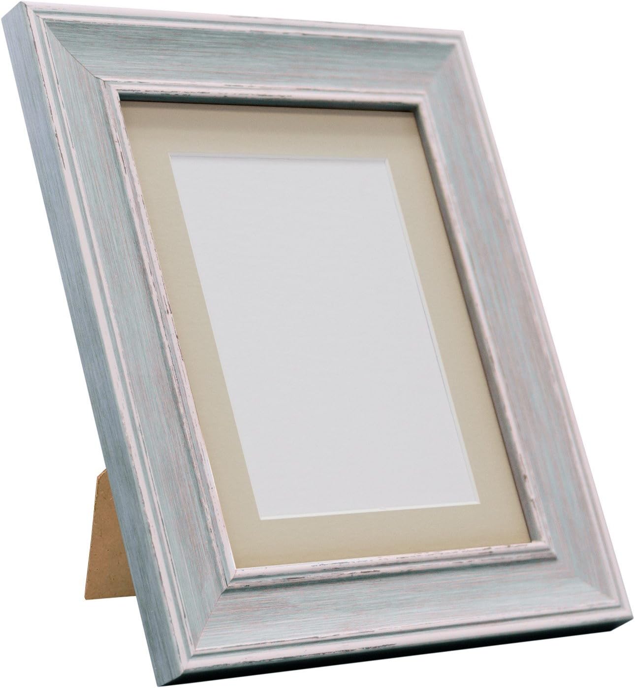 Scandi Distressed Blue Picture Photo Frame with Light Blue Grey mount ...