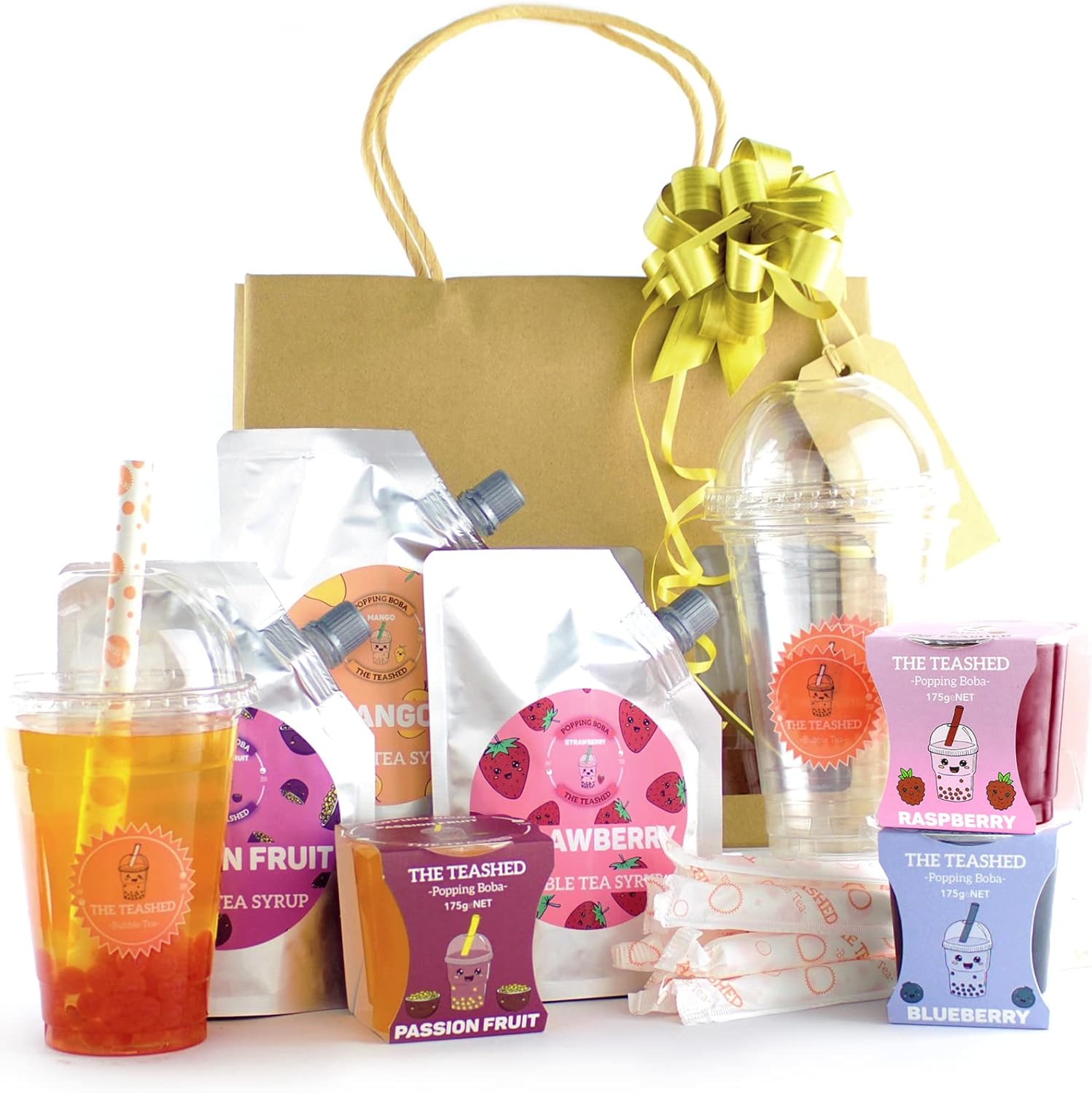 Bubble Tea Kit Syrup Gift Set with 12 Servings | Syrup + Boba Set | The ...
