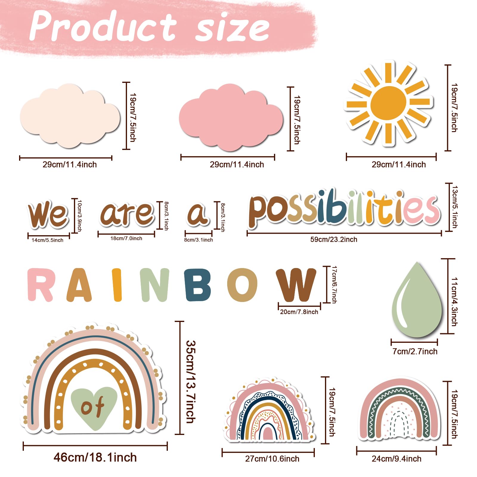 Snapklik.com : Boho Rainbow Bulletin Board Set Decorations We Are A ...