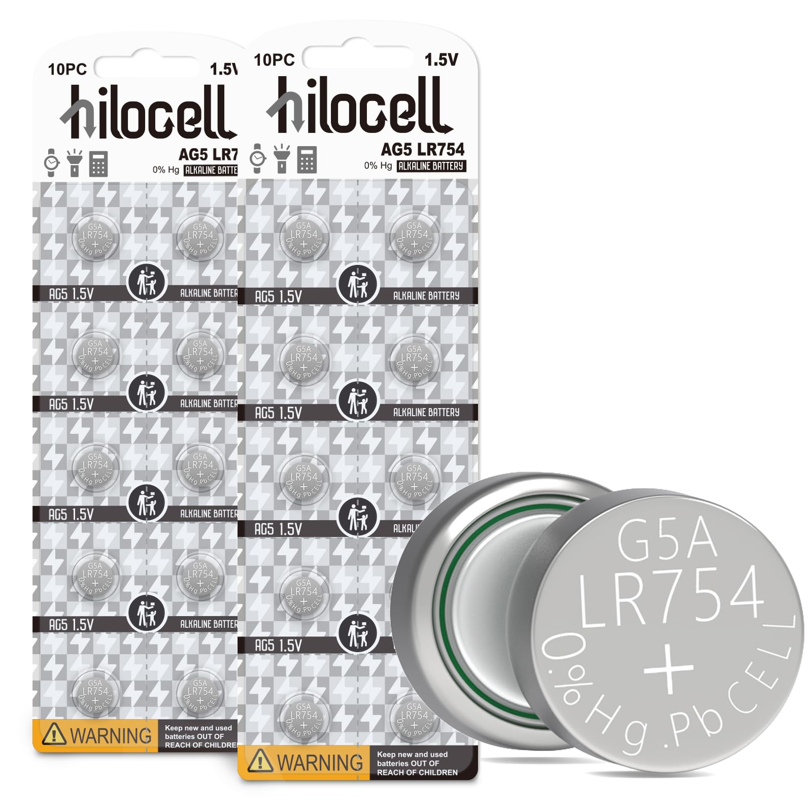 Amazon.com: LR754 Button Batteries 20 Pack, AG5 Coin Cell Battery, 1 ...