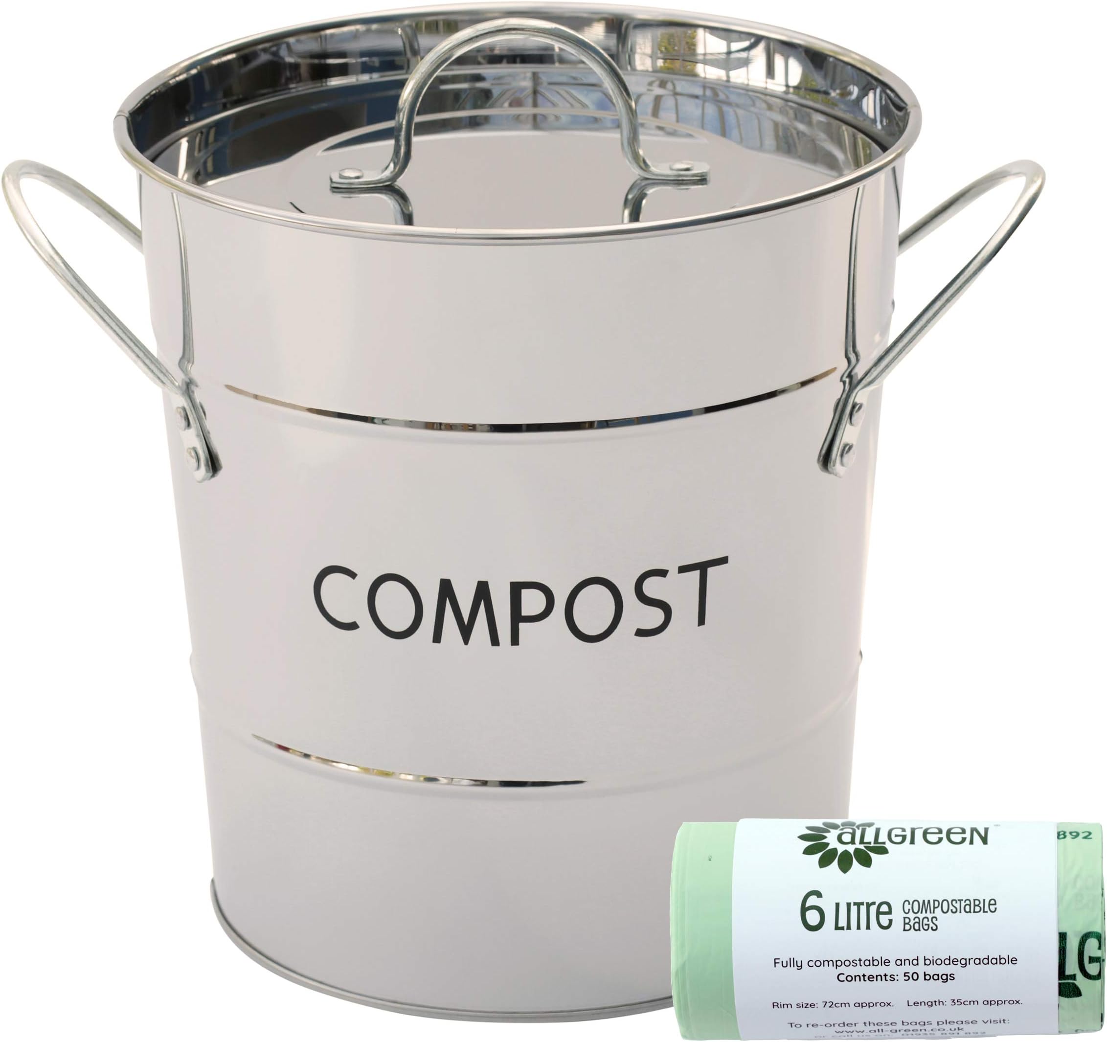 Light Blue Metal Kitchen Compost Caddy - Composting Bin for Food Waste ...