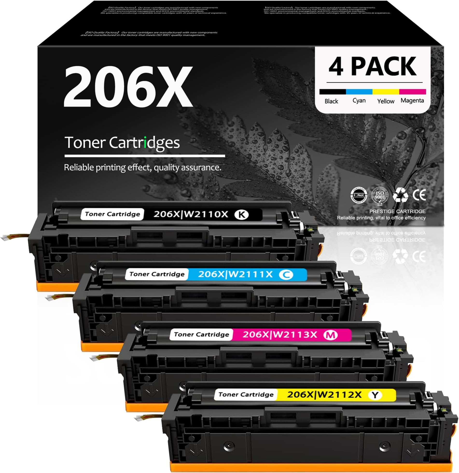 Amazon.com: 206X Toner Cartridges 4 Pack High Yield (with Chip) Toner ...