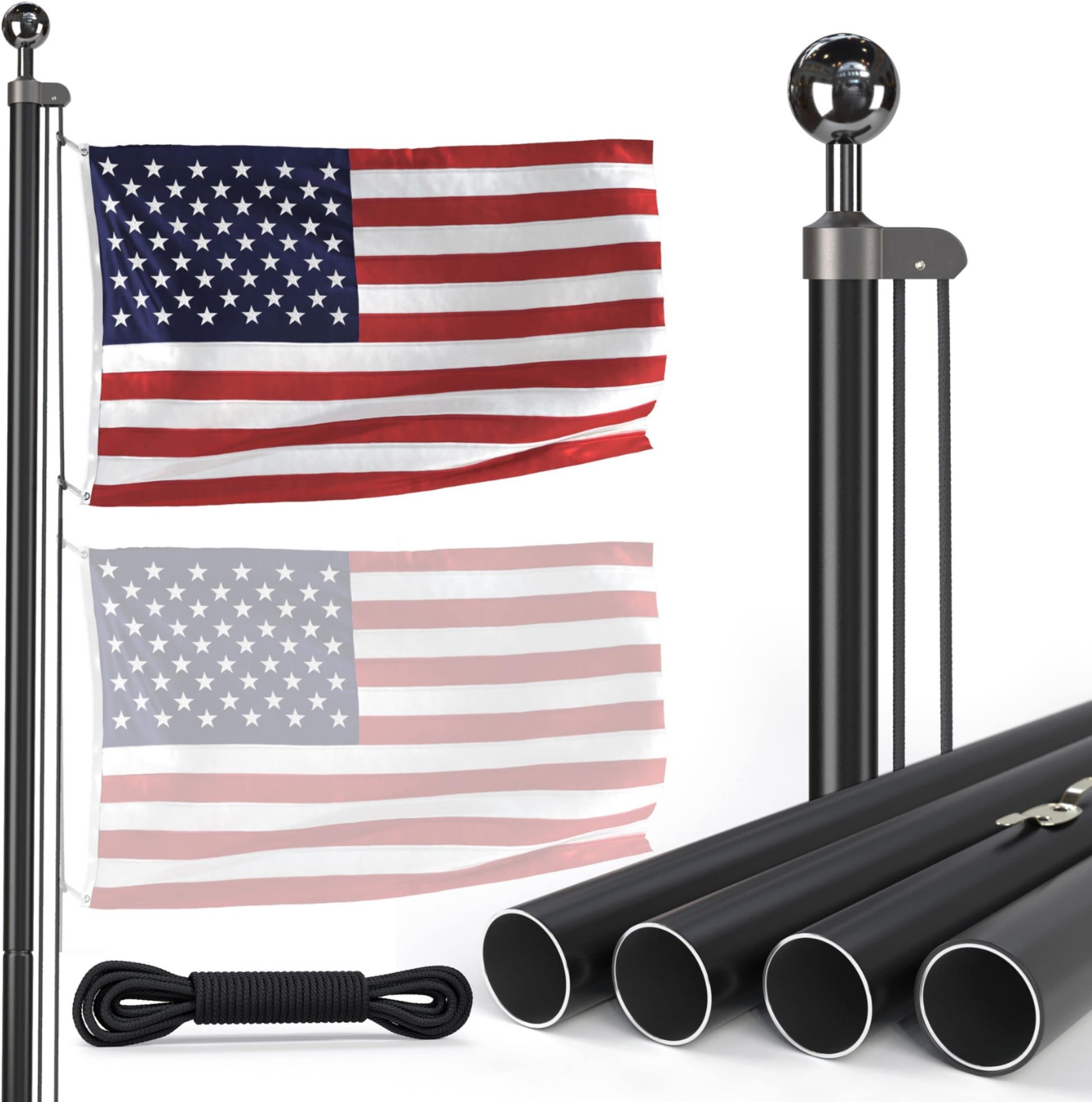 Amazon.com : Super Tough Heavy Duty 20 Foot Residential Flagpole and US ...