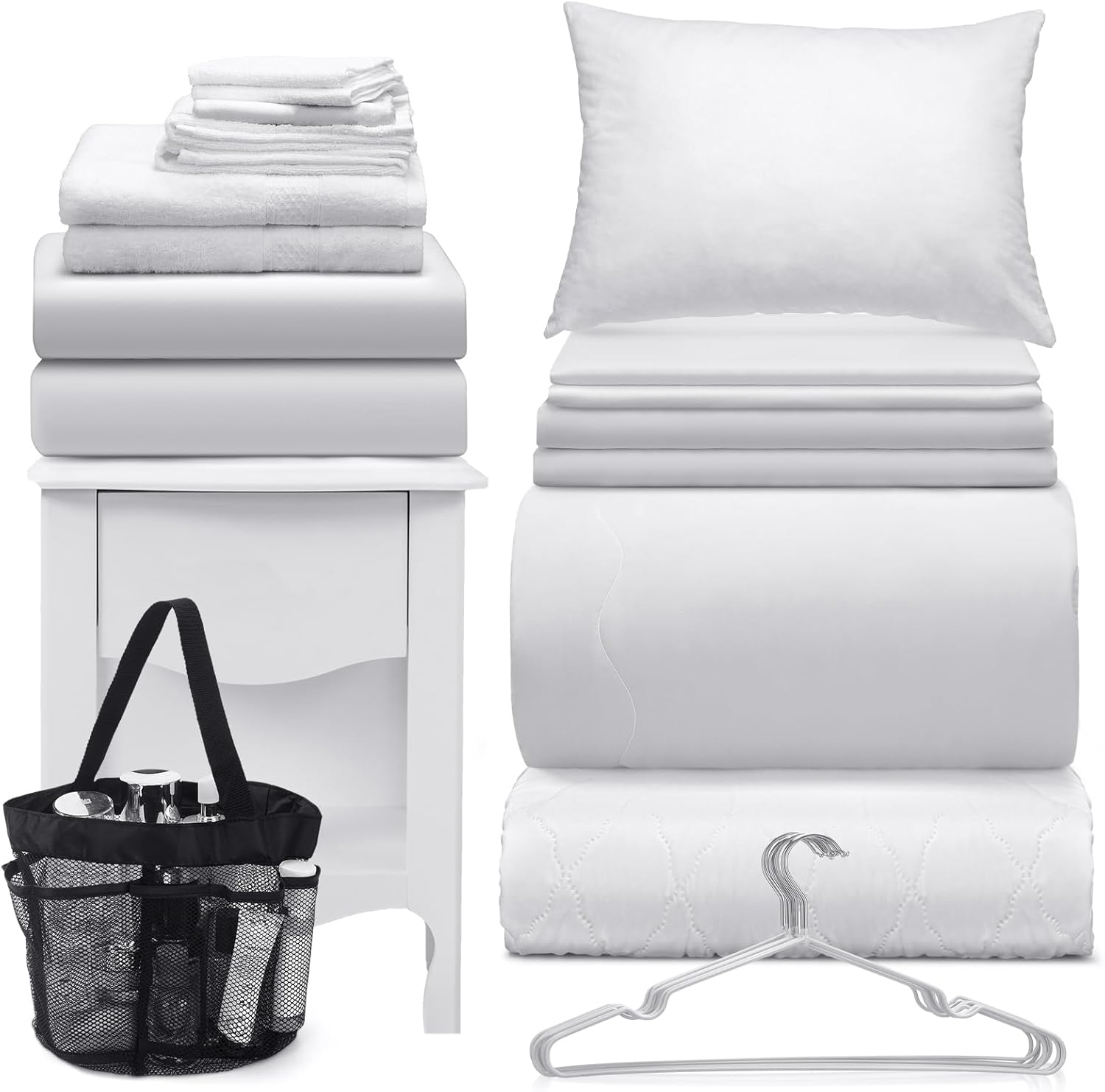 Amazon.com: Hahafelt 26 Pcs College Dorm Bedding Set Twin XL White Dorm ...