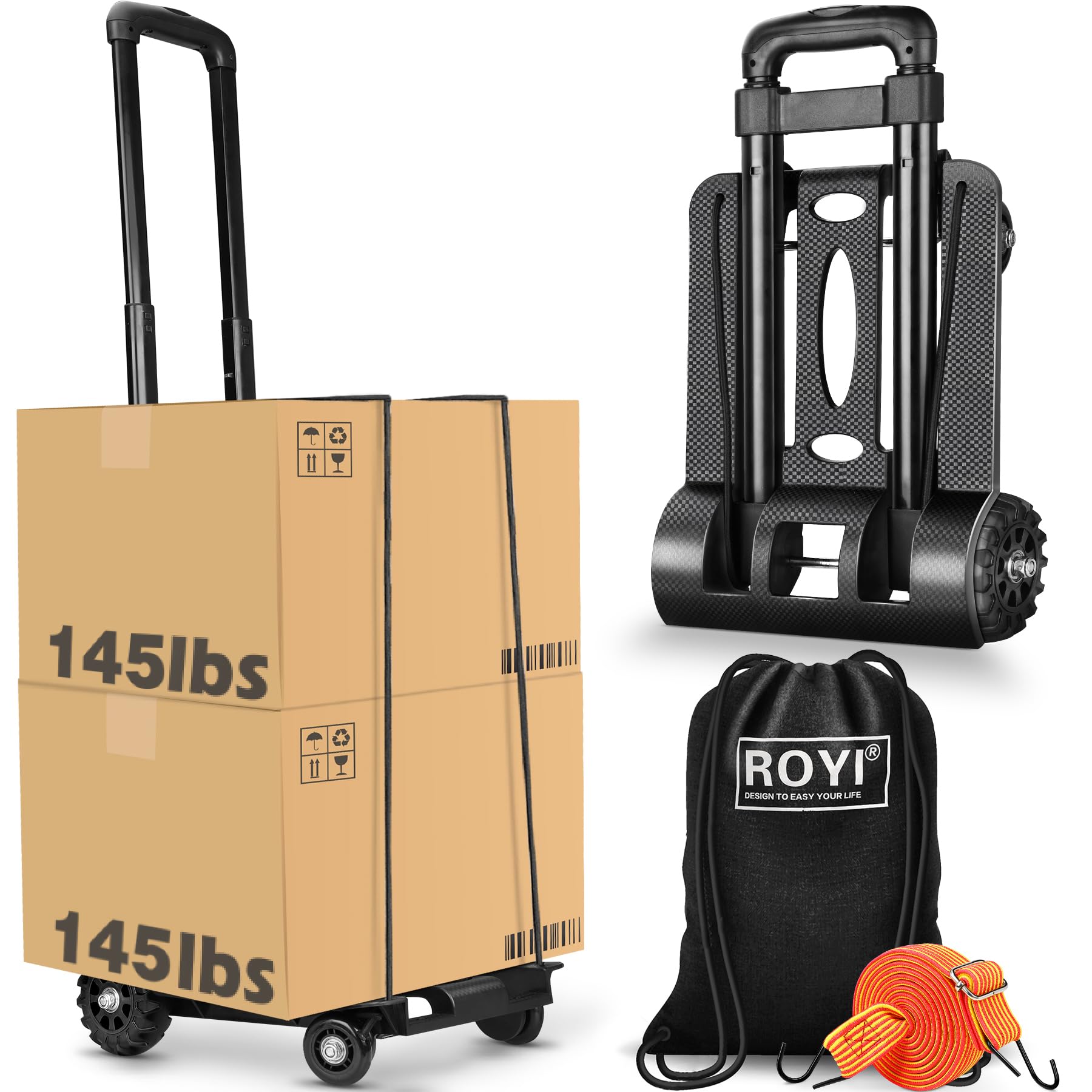 tomser Folding Hand Truck - 270 lbs Heavy Duty Dolly Cart for Moving ...