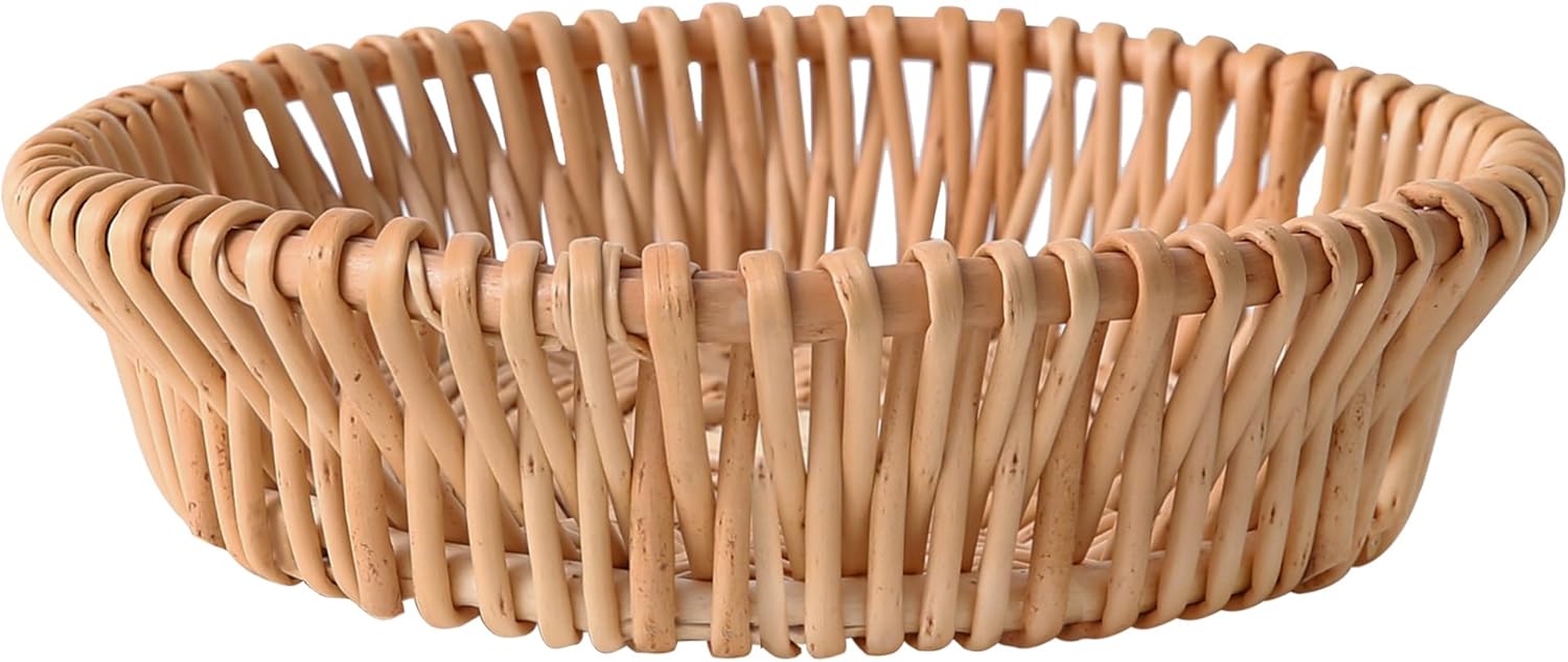 Amazon.com: LONGERO Handcrafted Storage Basket, Wicker Round Bowl ...