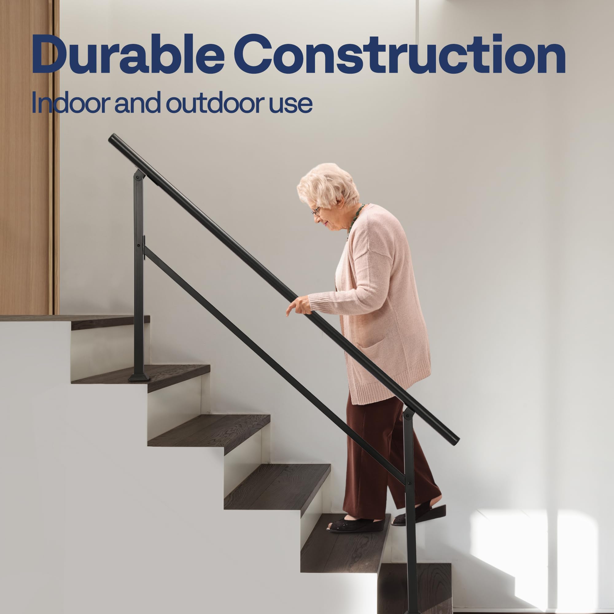 Snapklik.com : 2-Pack Hand Rails For Outdoor Steps, Wrought Iron ...
