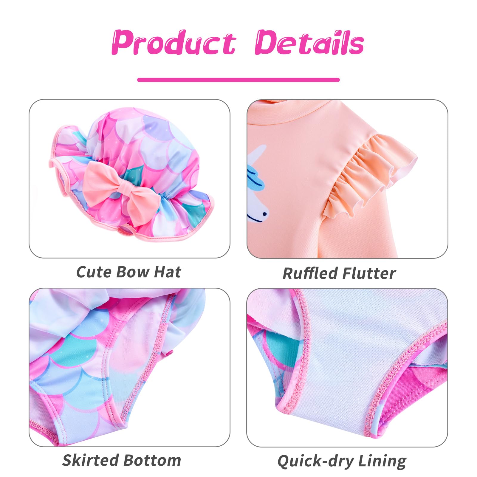 Snapklik.com : Toddler Girls Rash Guard Bathing Suit 2t Long Sleeve 2 ...