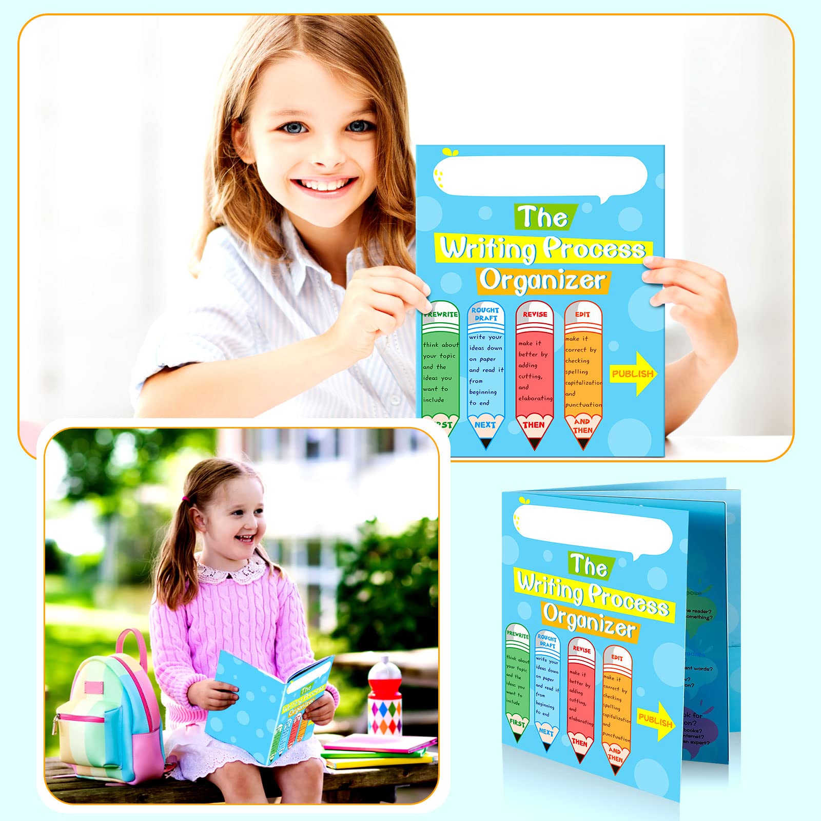 Writing Process Folders 24 Pcs - 4 Pocket Laminated Student Folders For ...