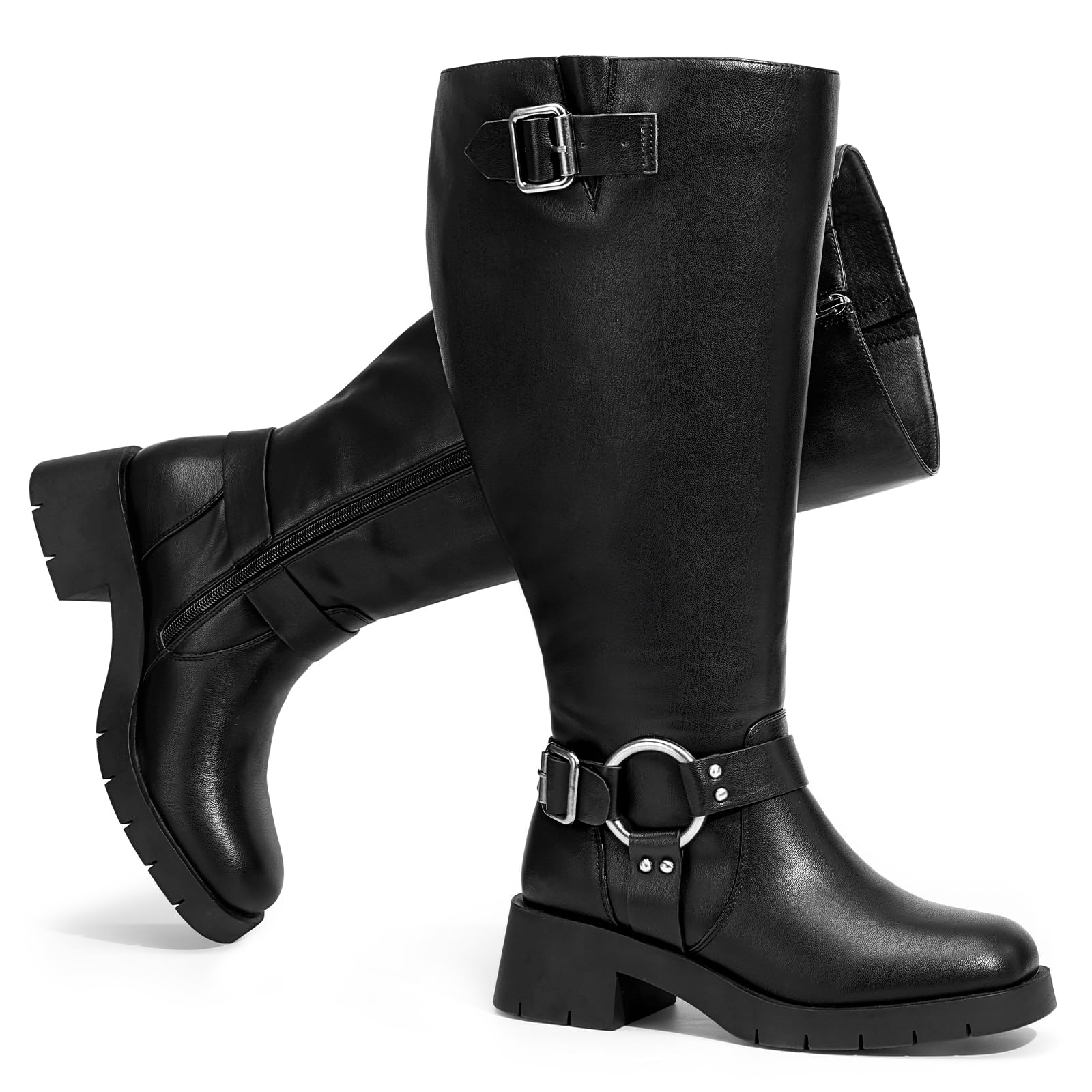 Snapklik.com : Pasuot Extra Wide Calf Boots For Women - Black Knee High ...