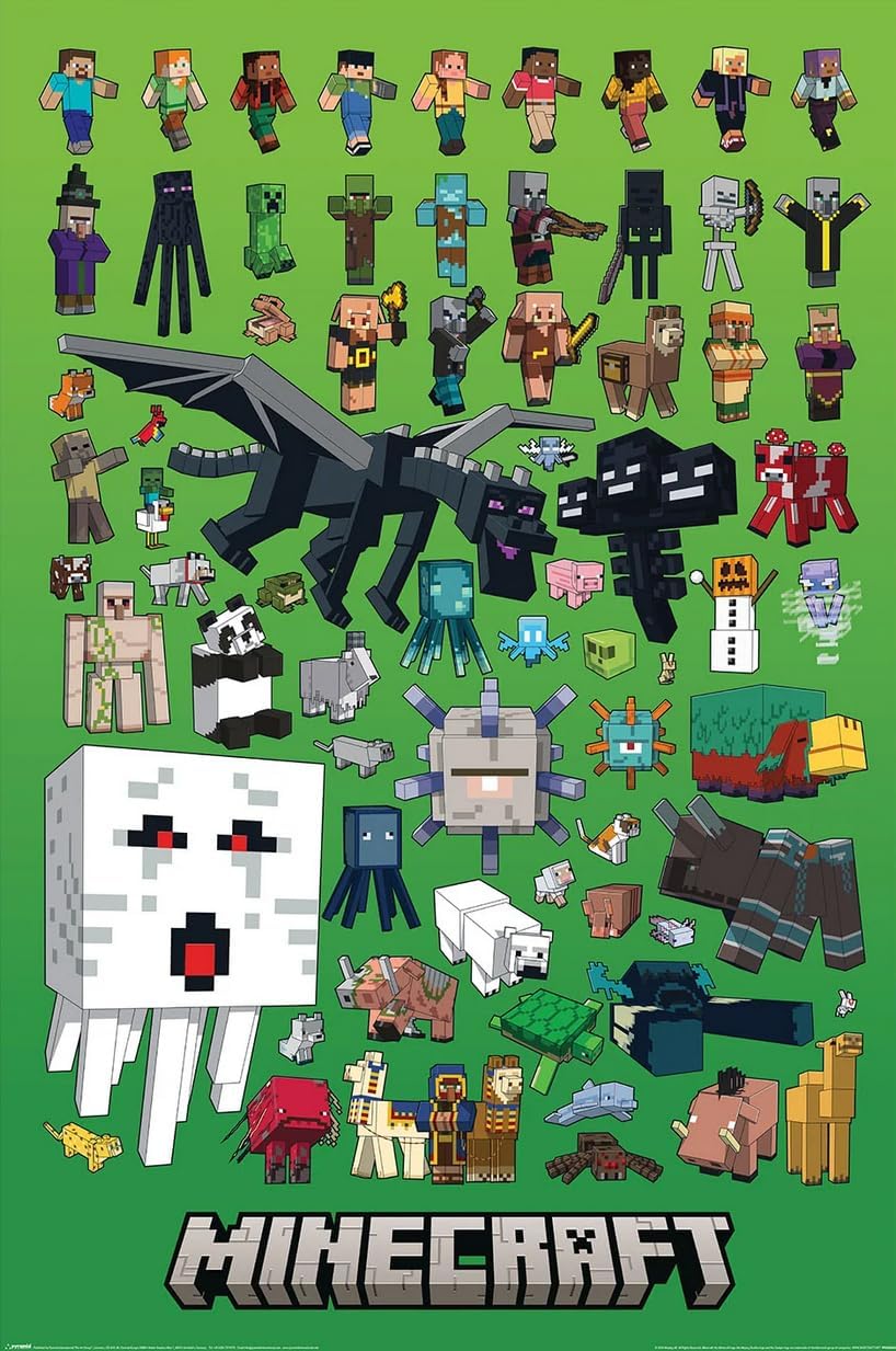 Amazon.com: Minecraft - Gaming Poster (Character Montage) (Size: 24" x ...