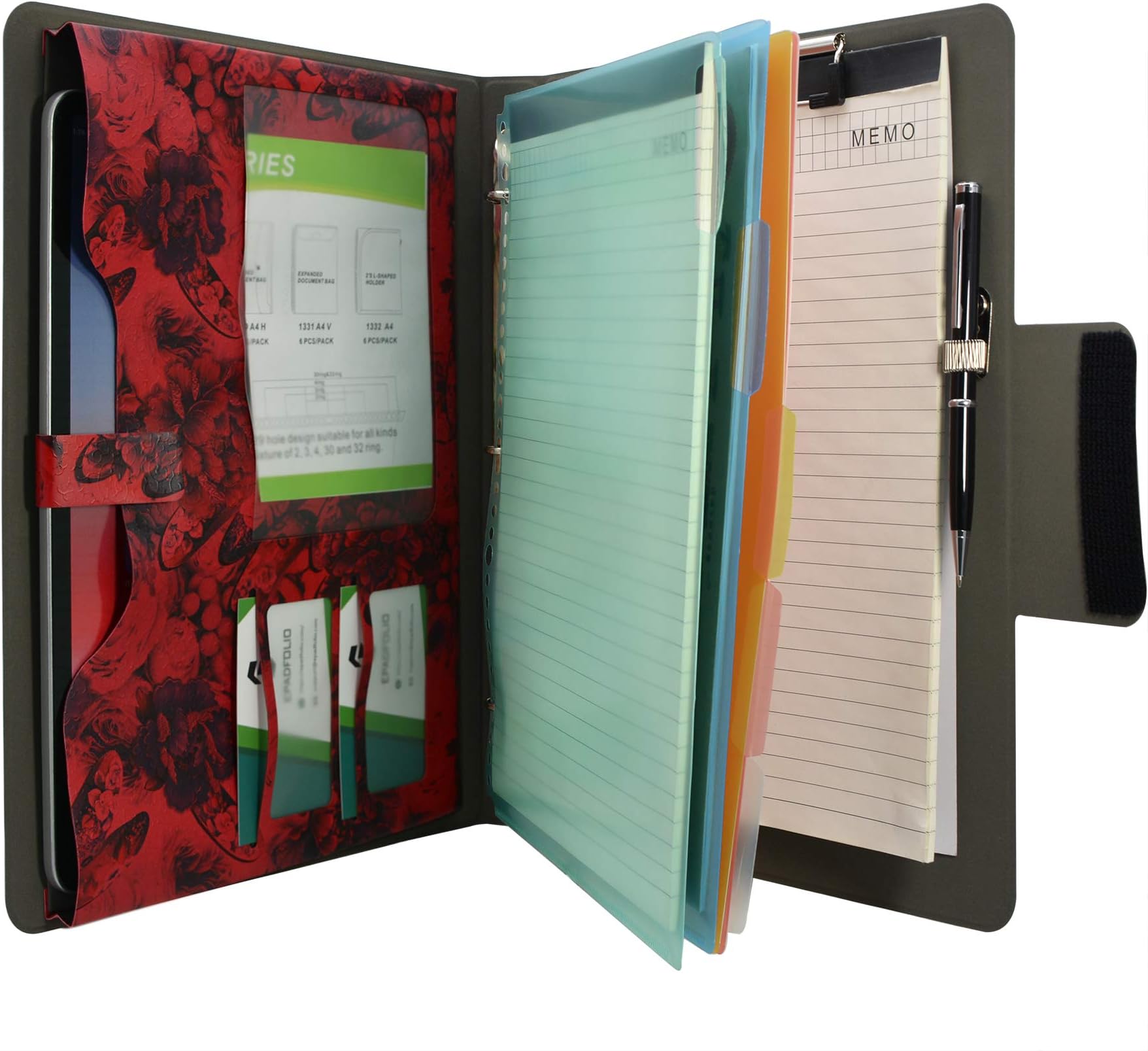 Amazon.com : Padfolio Ring Binder File Folder with Removable Clipboard ...