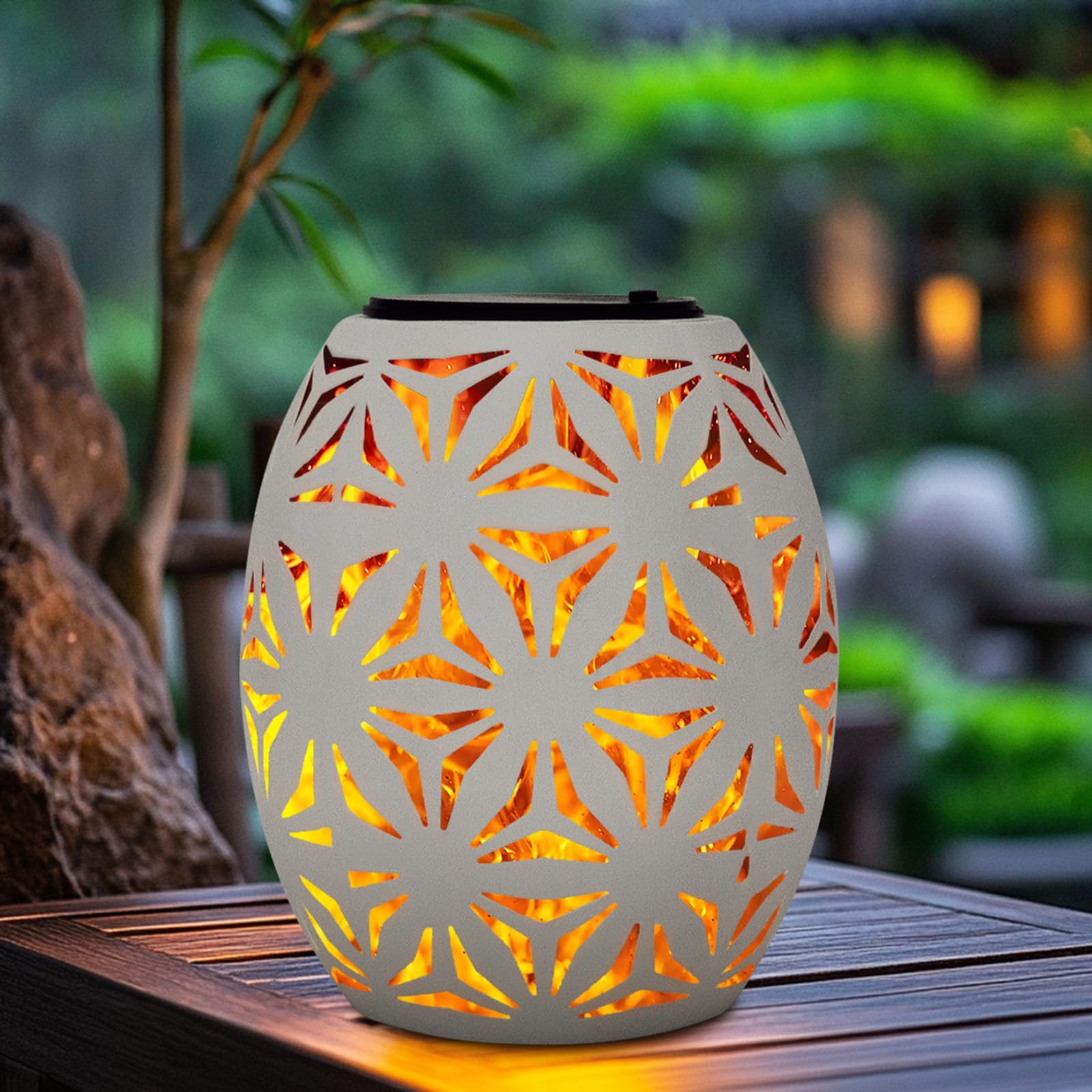Amazon.com: Outdoor Solar Table Lantern Waterproof White Flower ...