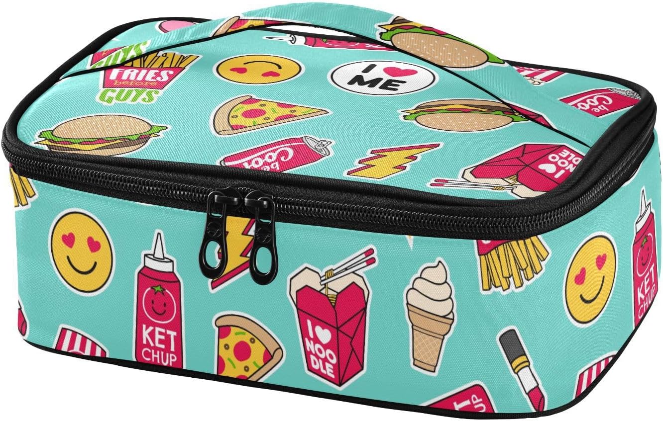 Amazon.com: Hamburgers Chips Pizza Lunch Box for Women Men Insulated ...