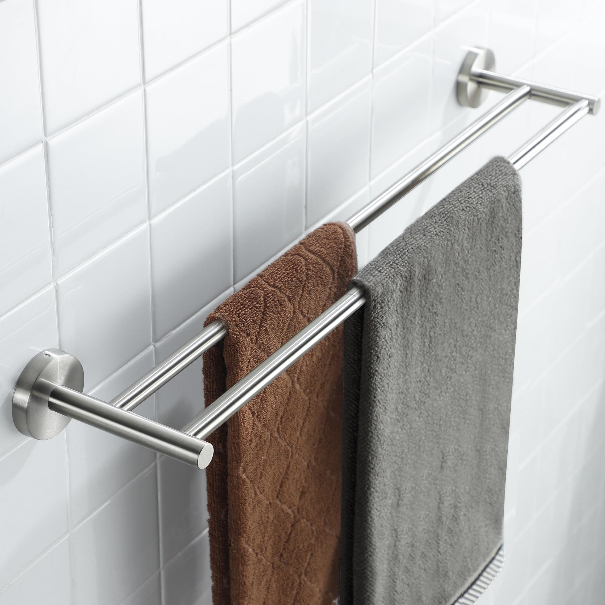 Amazon.com: 24 Inch Double Towel Bar for Bathroom, Brushed Nickel Towel ...